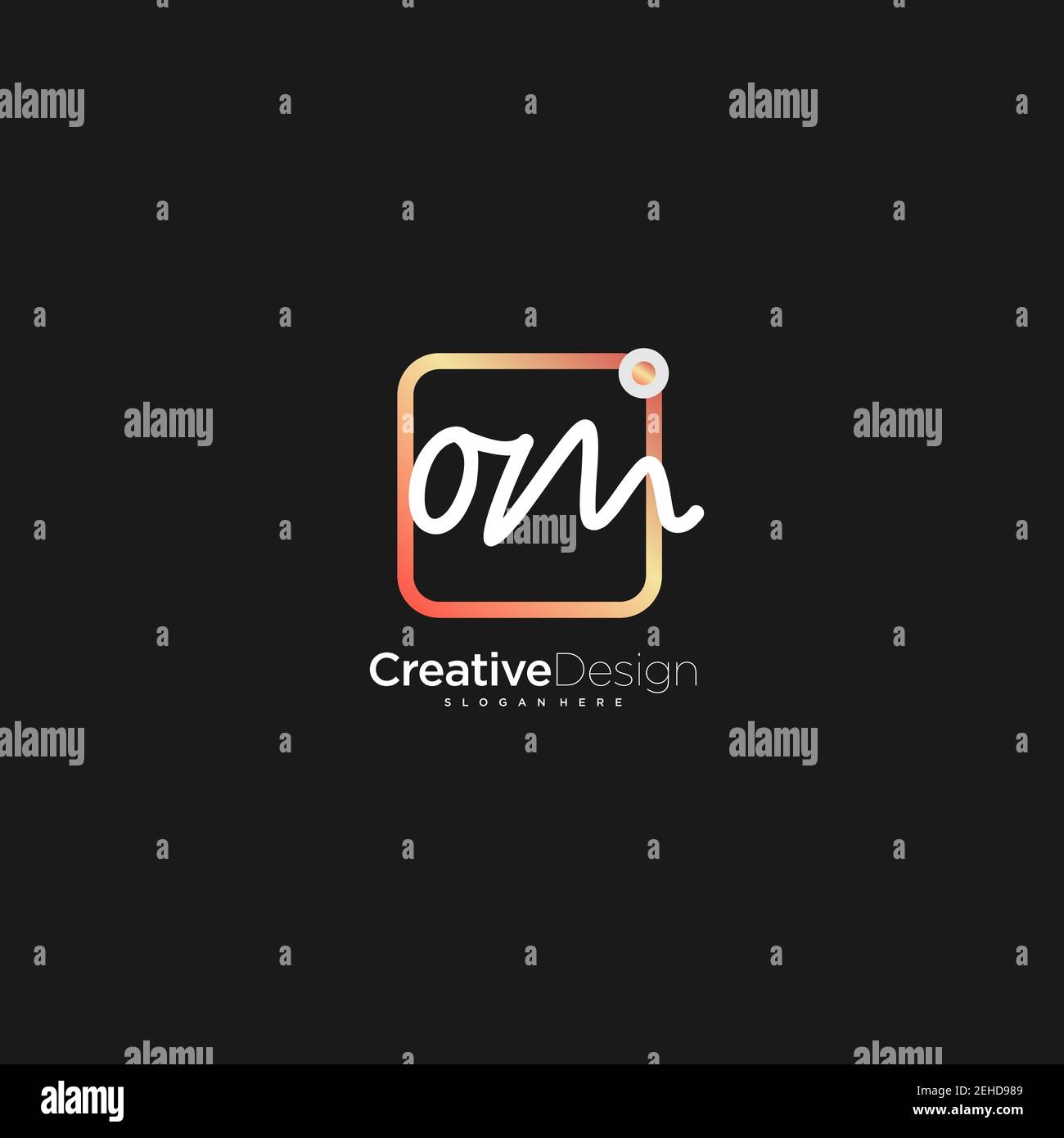 OM Initial Letter handwriting logo hand drawn colorful box vector, logo ...