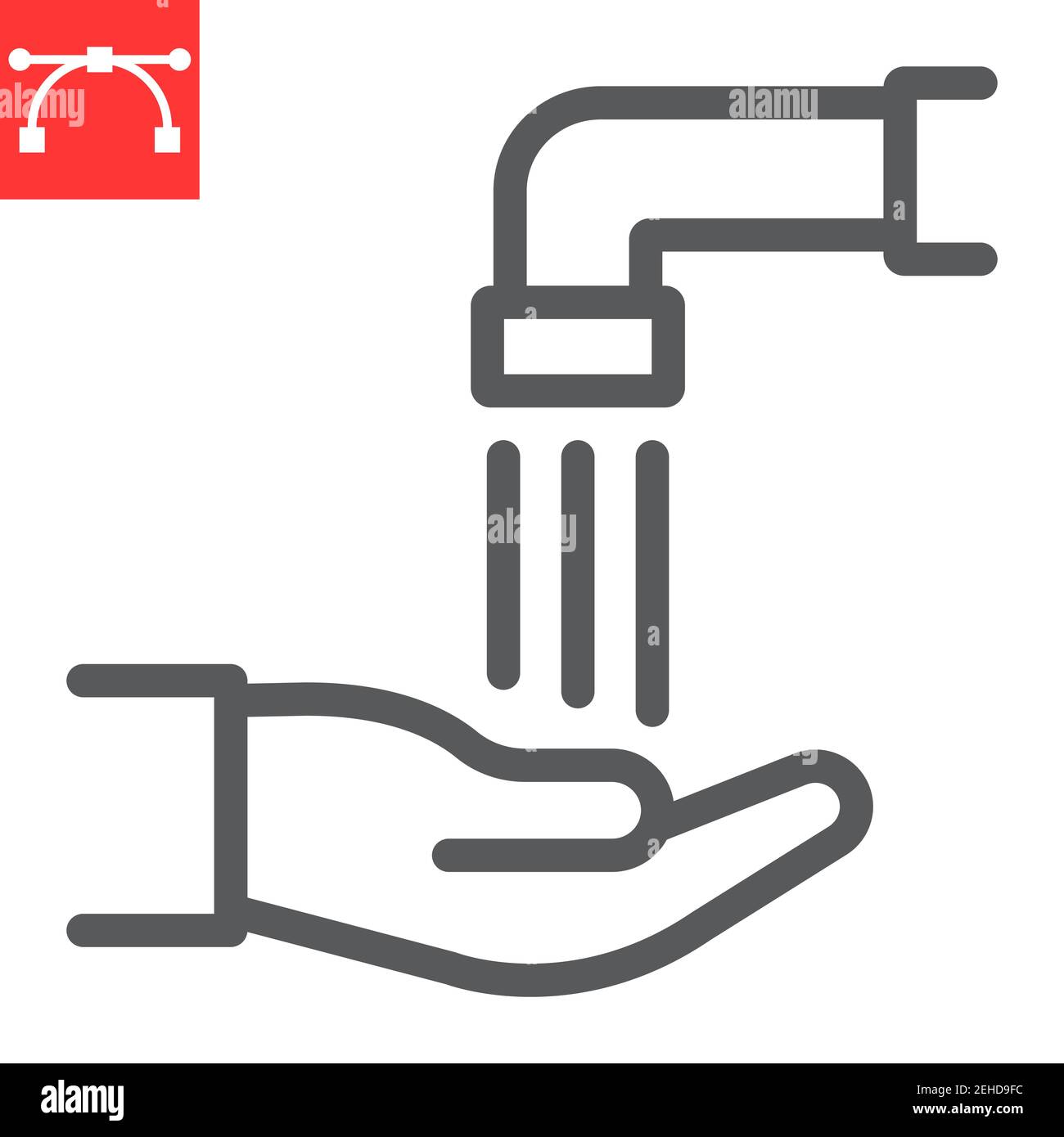 Islamic wudu line icon, happy ramadan and hand washing, ablution vector ...