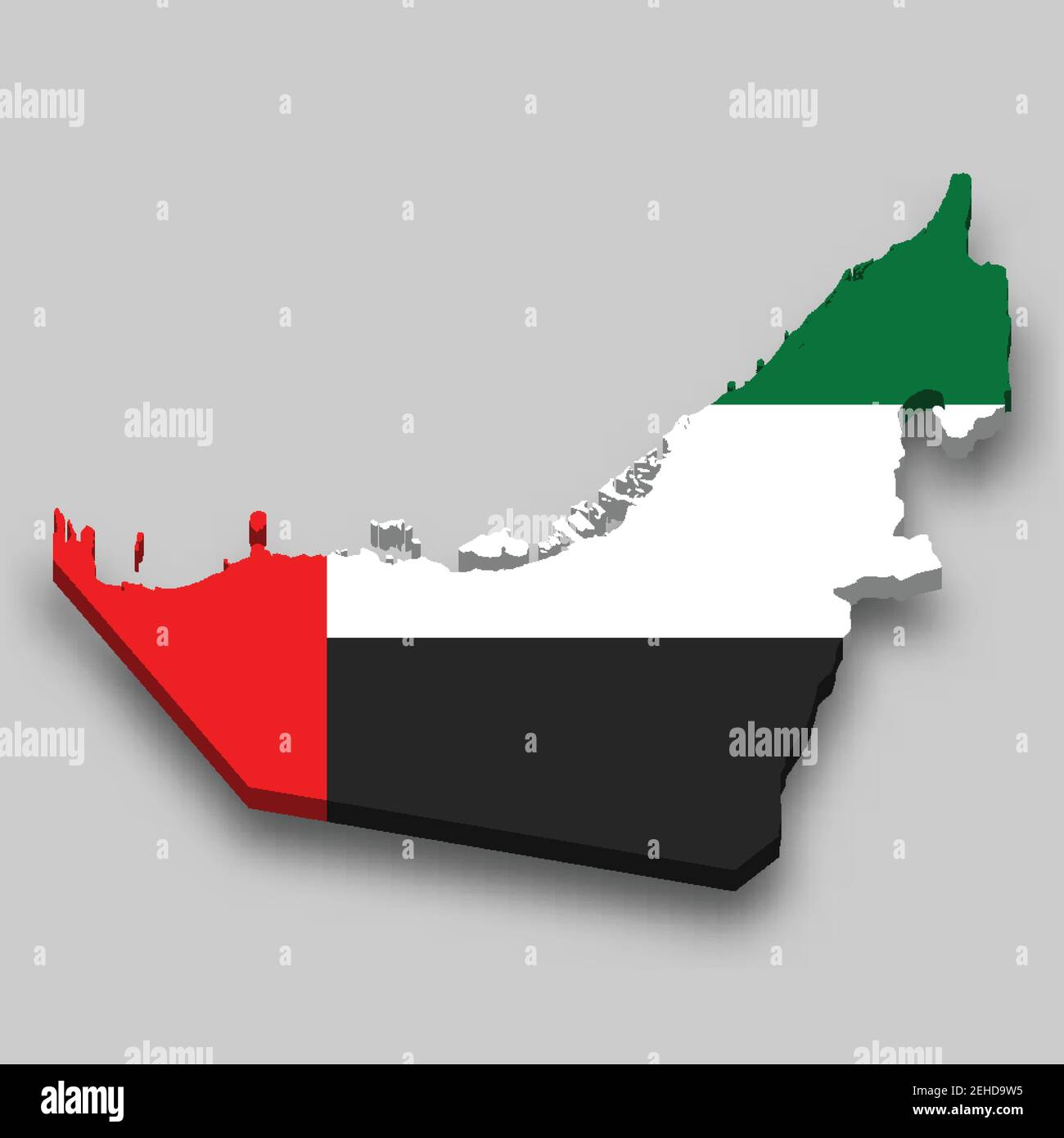 3d isometric Map of United Arab Emirates with national flag. Vector ...