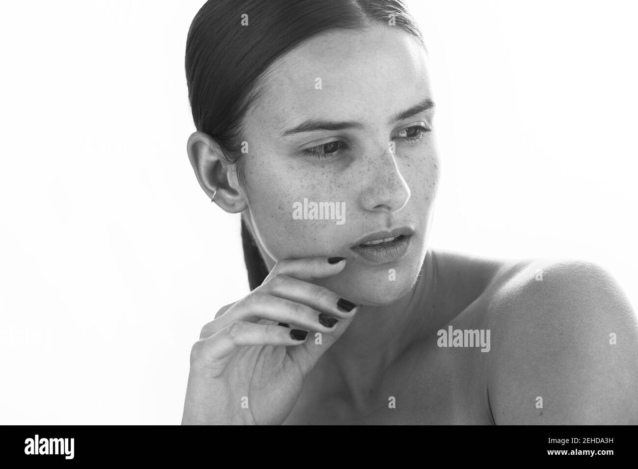 Female serious makeup Black and White Stock Photos & Images - Alamy