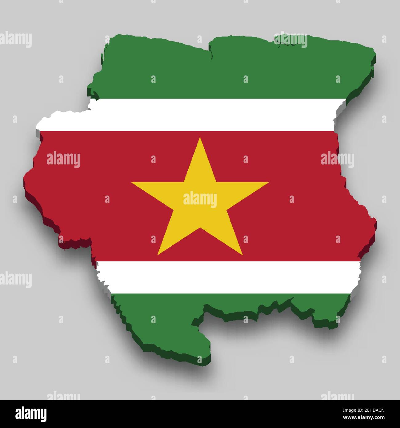 3d isometric Map of Suriname with national flag. Vector Illustration Stock Vector Image & Art ...