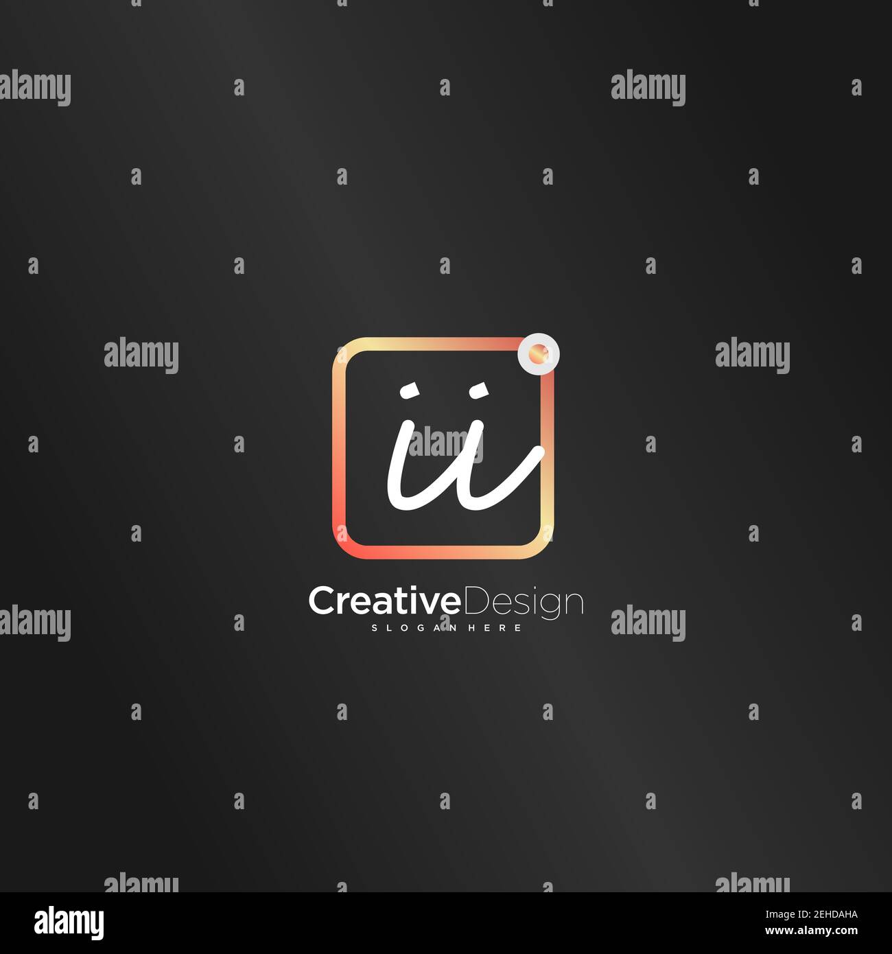 II Initial Letter handwriting logo hand drawn colorful box vector, logo ...