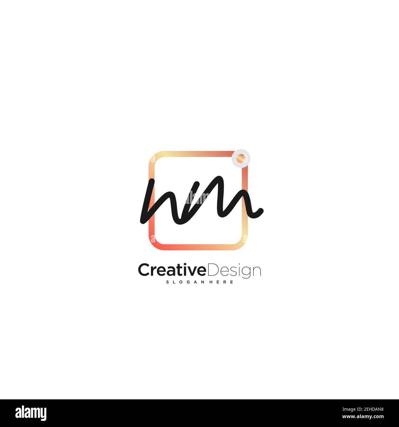NM Initial Letter handwriting logo hand drawn colorful box vector, logo ...