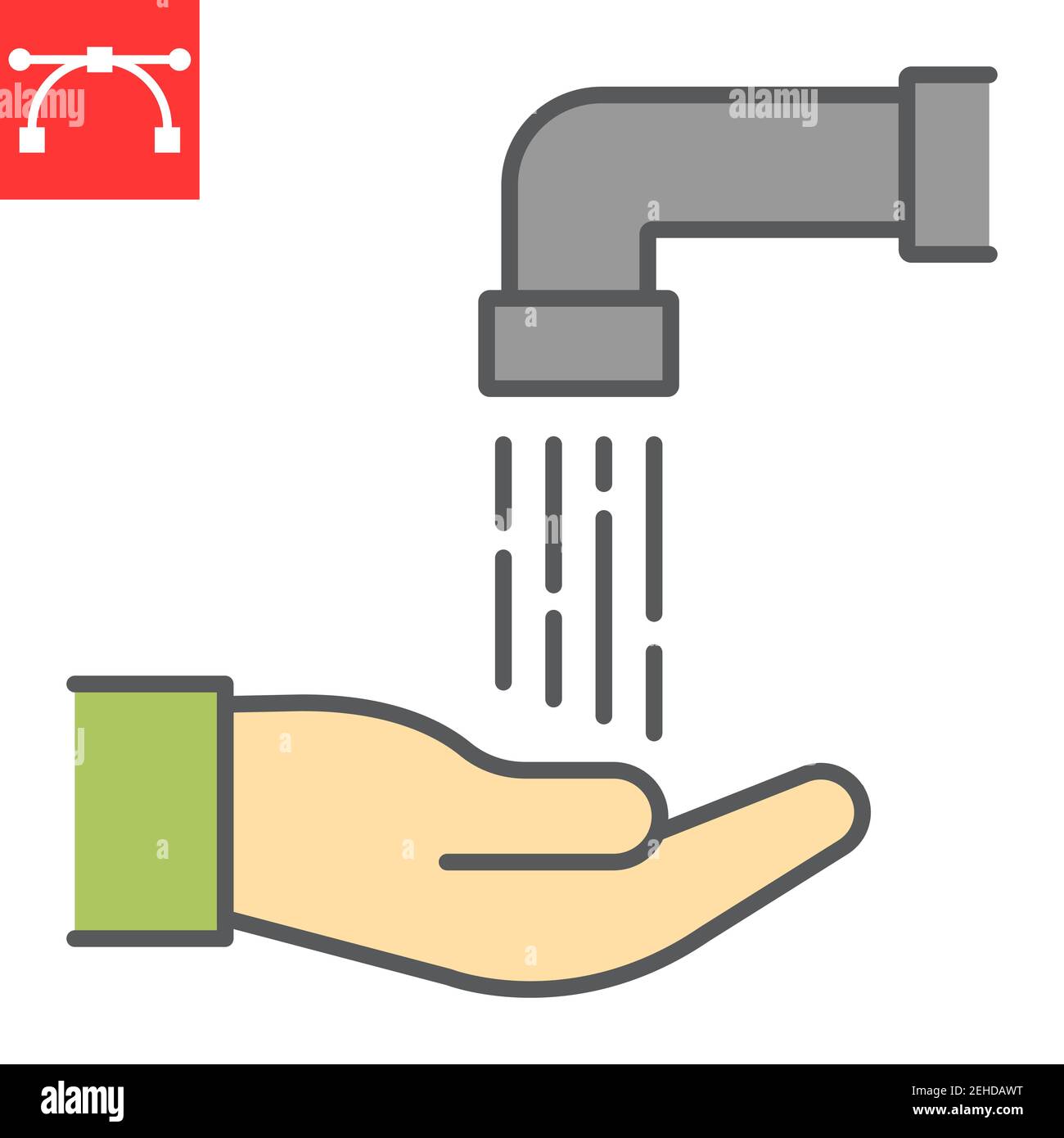 Islamic wudu color line icon, happy ramadan and hand washing, ablution ...