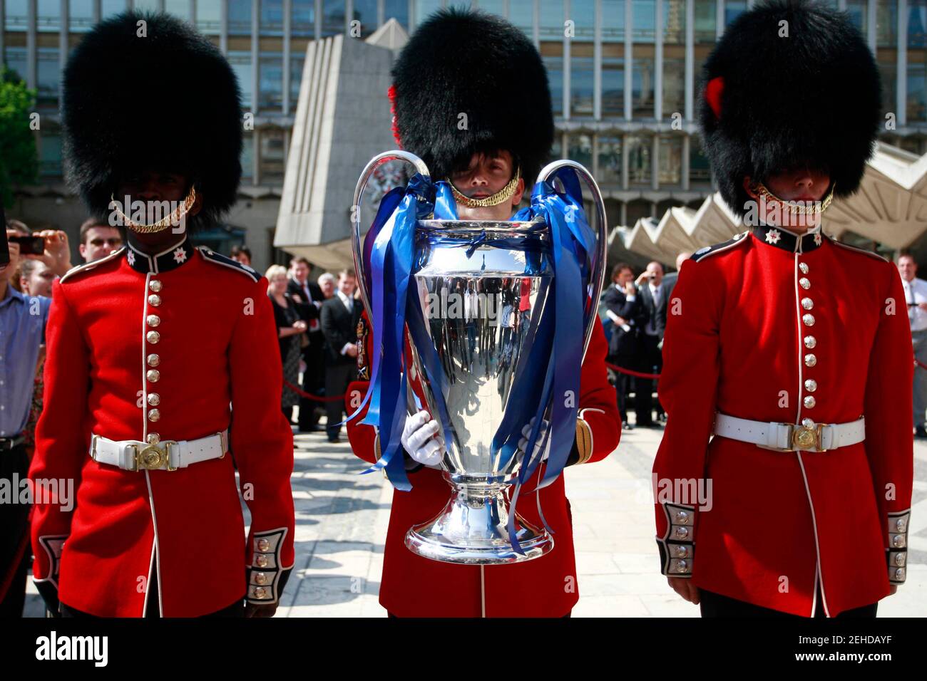 Soccer uefa champions league trophy handover guildhall hi-res stock ...