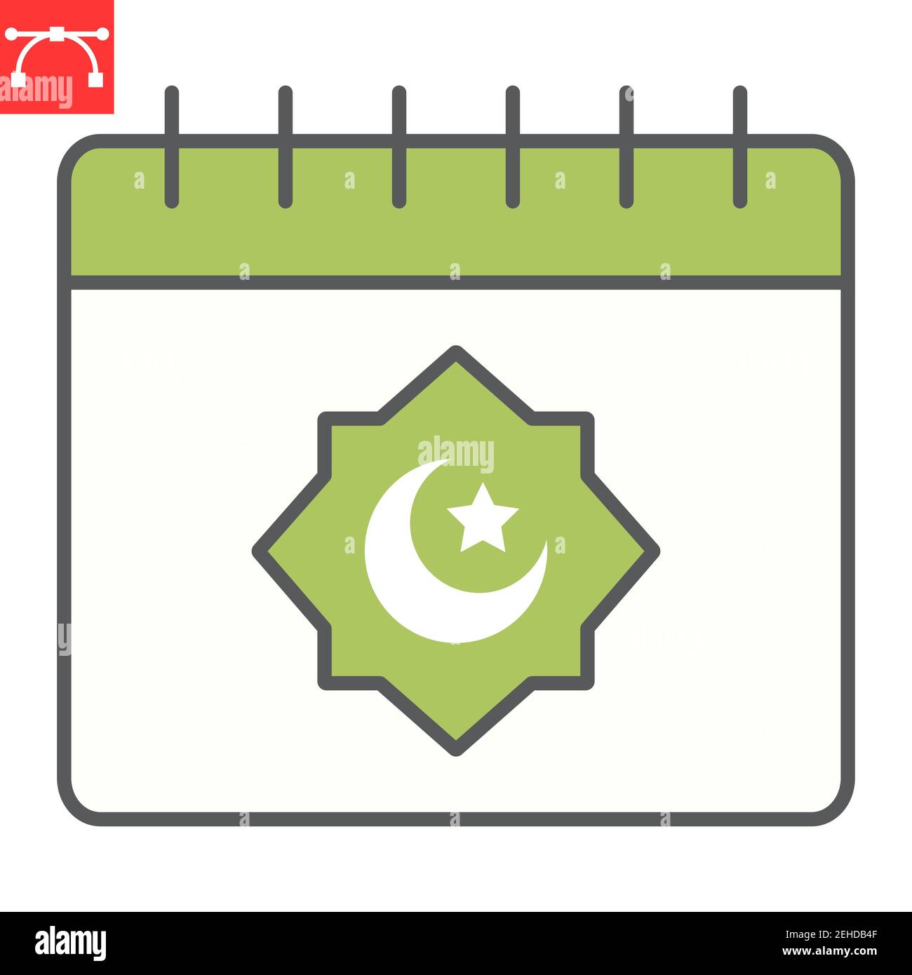 Ramadan calendar color line icon, happy ramadan and religion, islamic ...