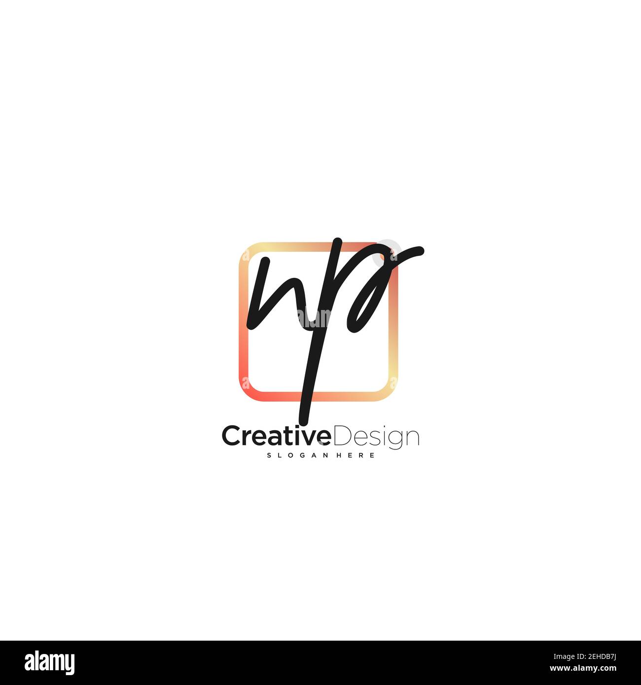 NP Initial Letter handwriting logo hand drawn colorful box vector, logo ...