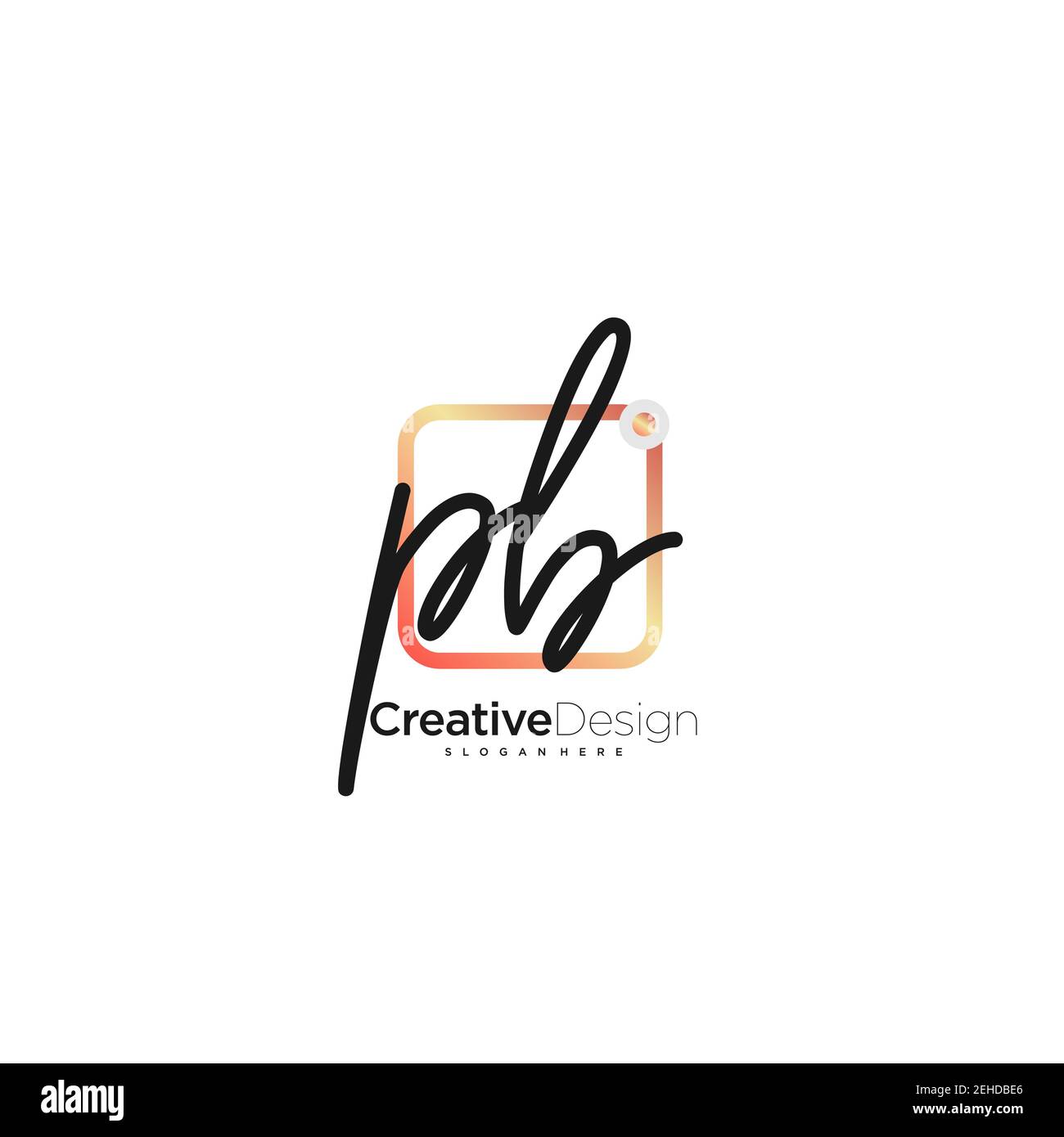 PB Initial Letter handwriting logo hand drawn colorful box vector, logo ...