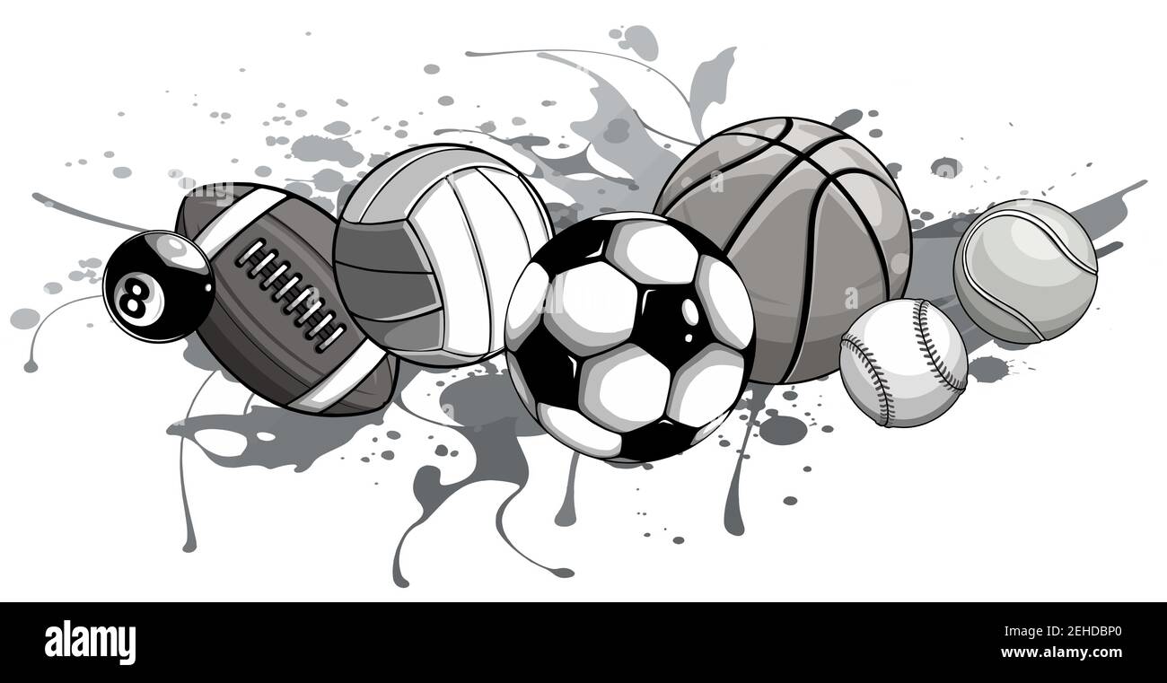 Sports Balls Black And White