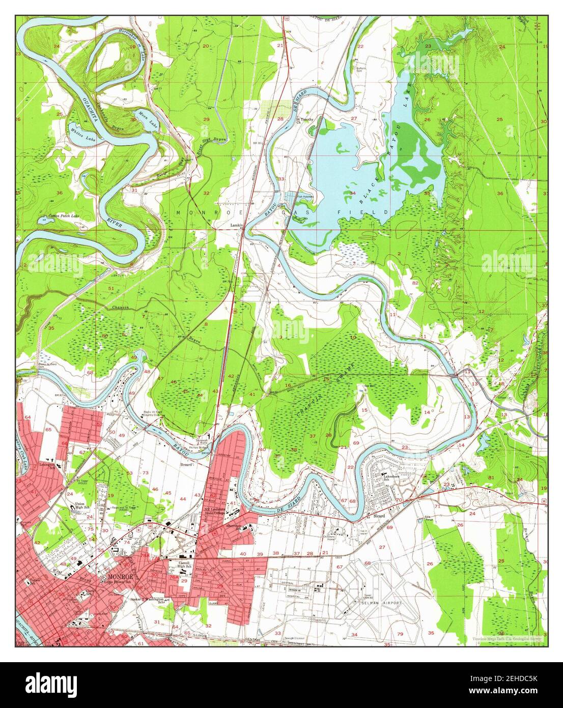 Monroe North, Louisiana, map 1957, 1:24000, United States of America by ...