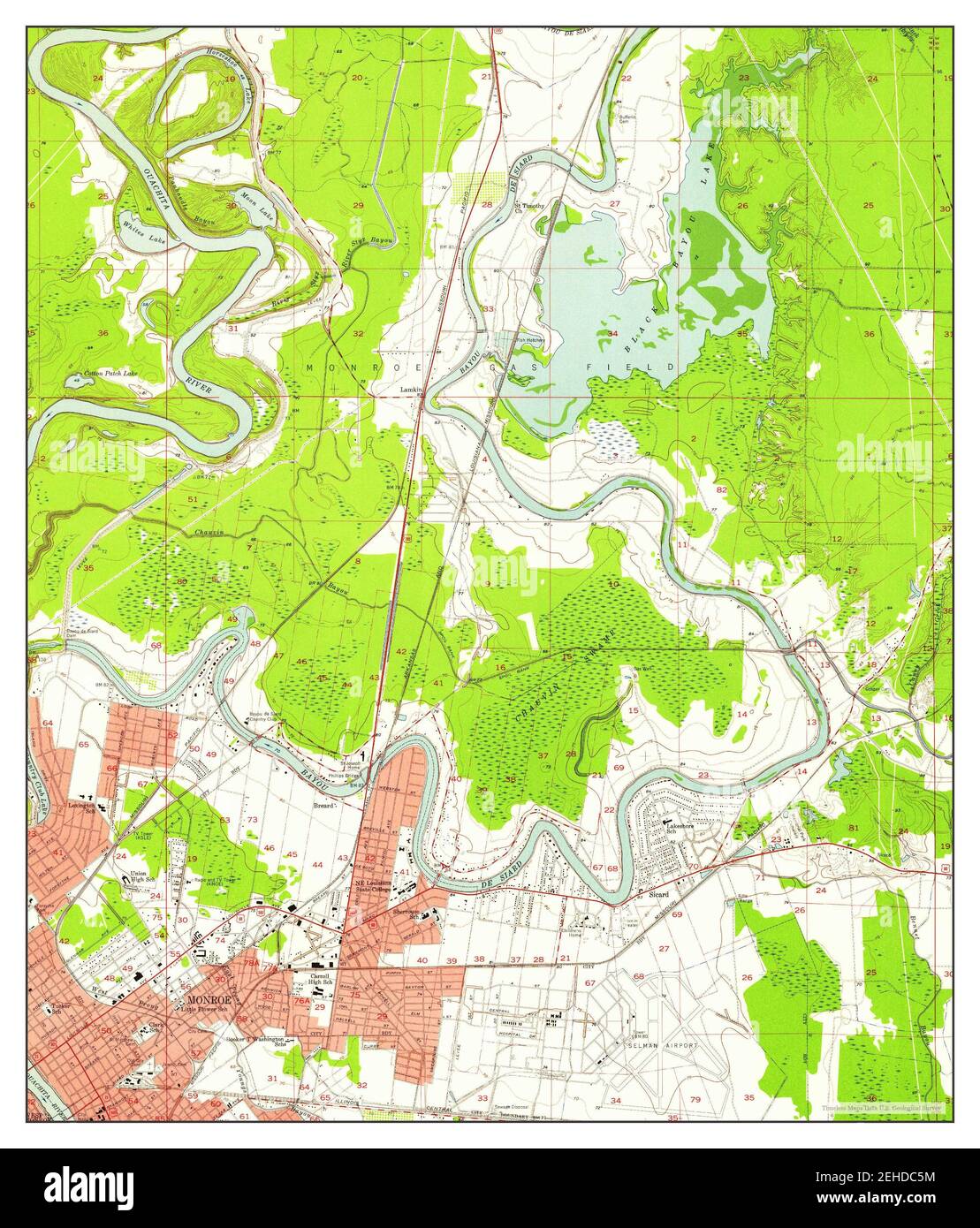 Monroe North, Louisiana, map 1957, 1:24000, United States of America by ...