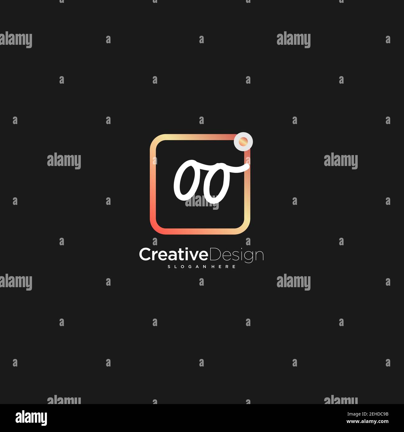 OO Initial Letter handwriting logo hand drawn colorful box vector, logo ...