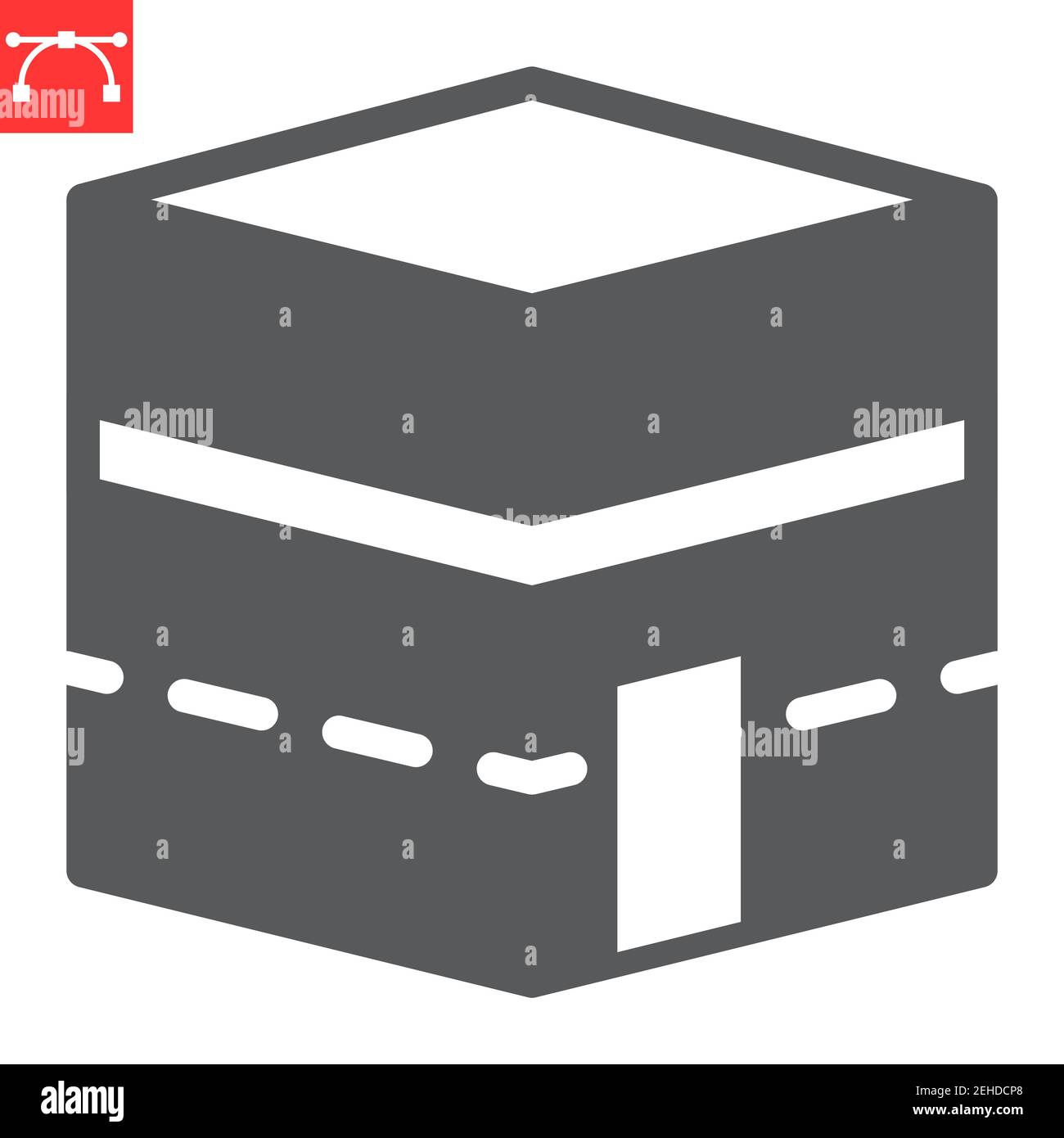 Kaaba Mecca glyph icon, happy ramadan and makkah, Mecca building vector ...
