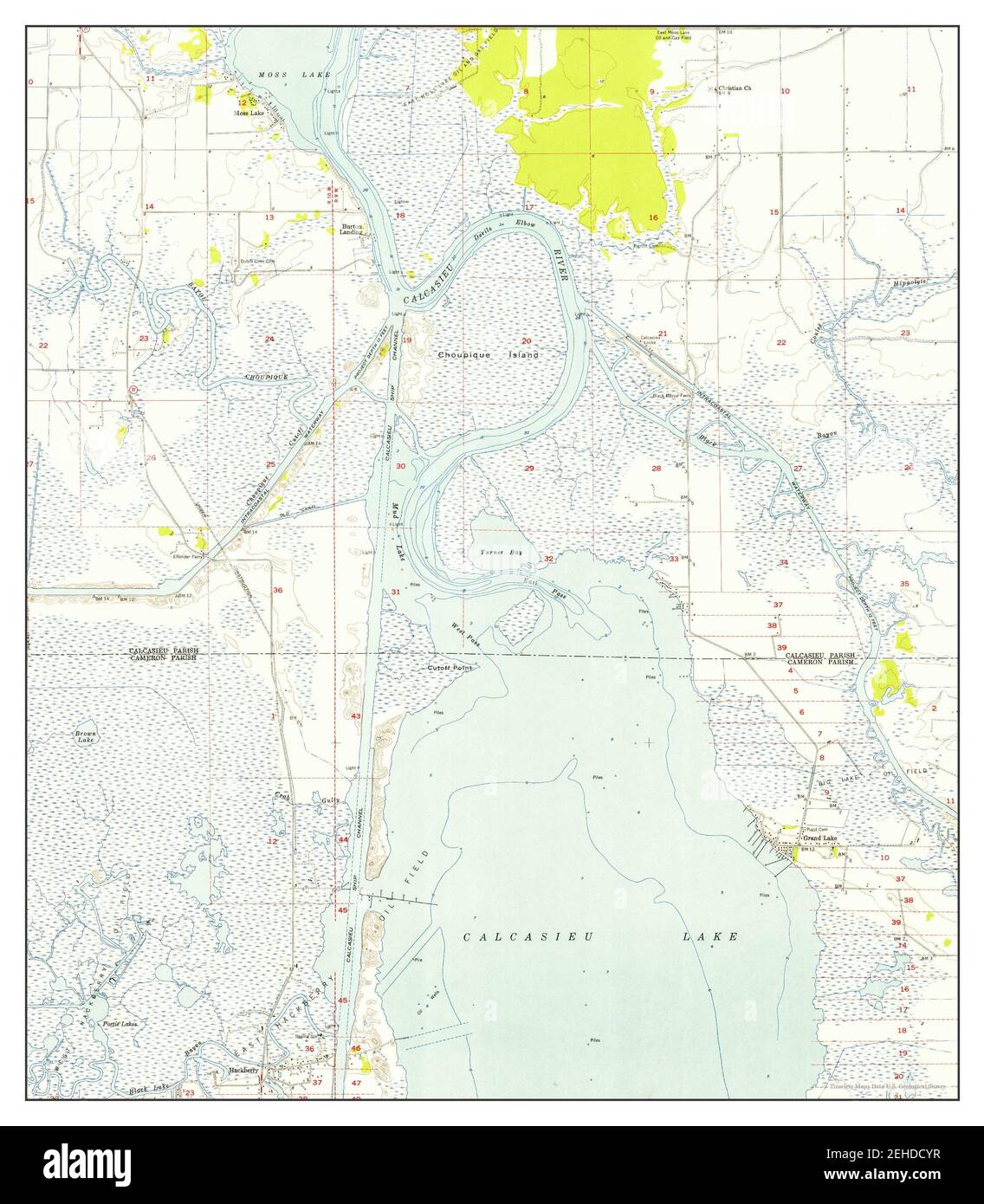 Moss Lake, Louisiana, map 1955, 1:24000, United States of America by ...