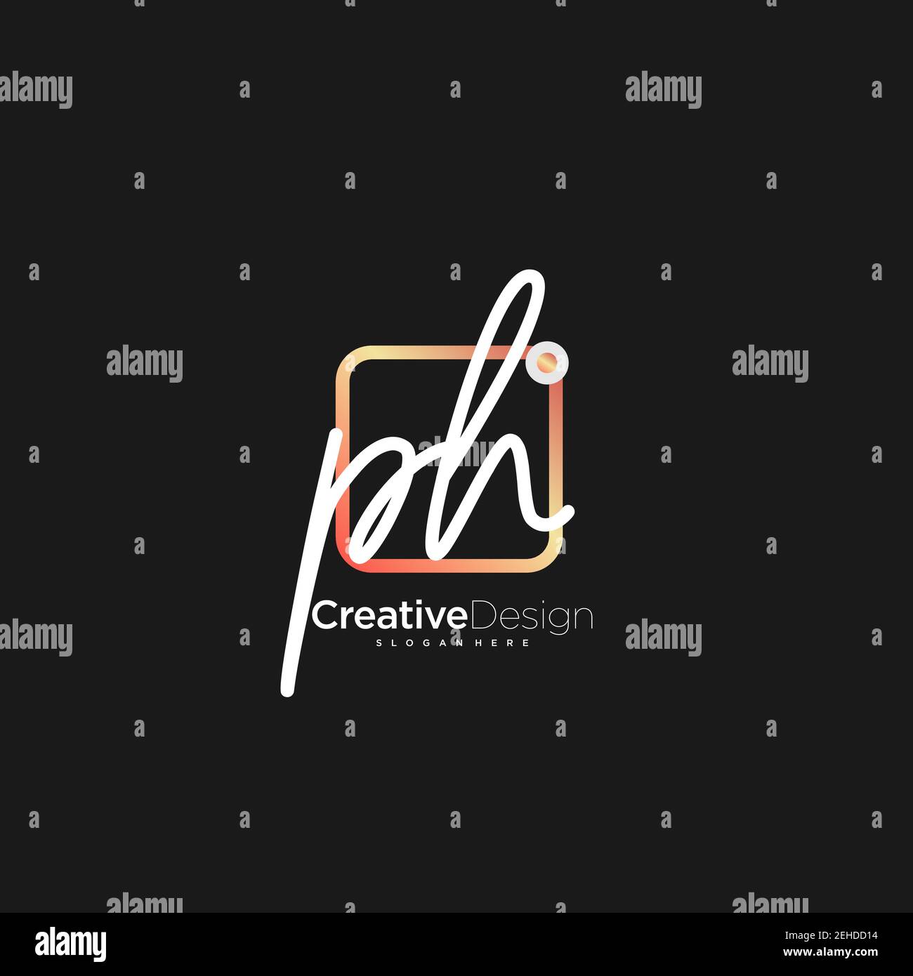 PH Initial Letter handwriting logo hand drawn colorful box vector, logo ...