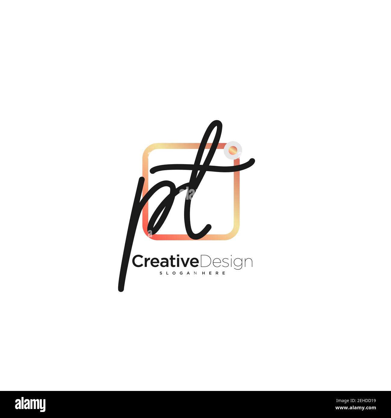 PT Initial Letter handwriting logo hand drawn colorful box vector, logo ...