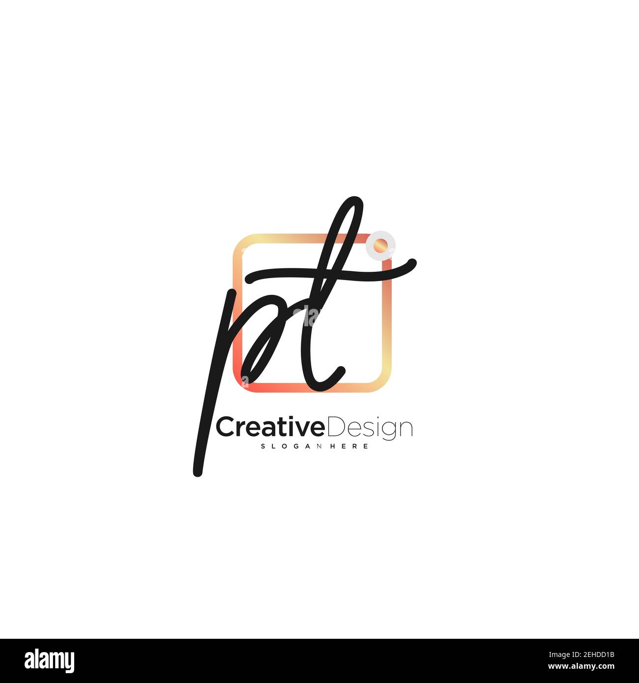 PT Initial Letter handwriting logo hand drawn colorful box vector, logo ...