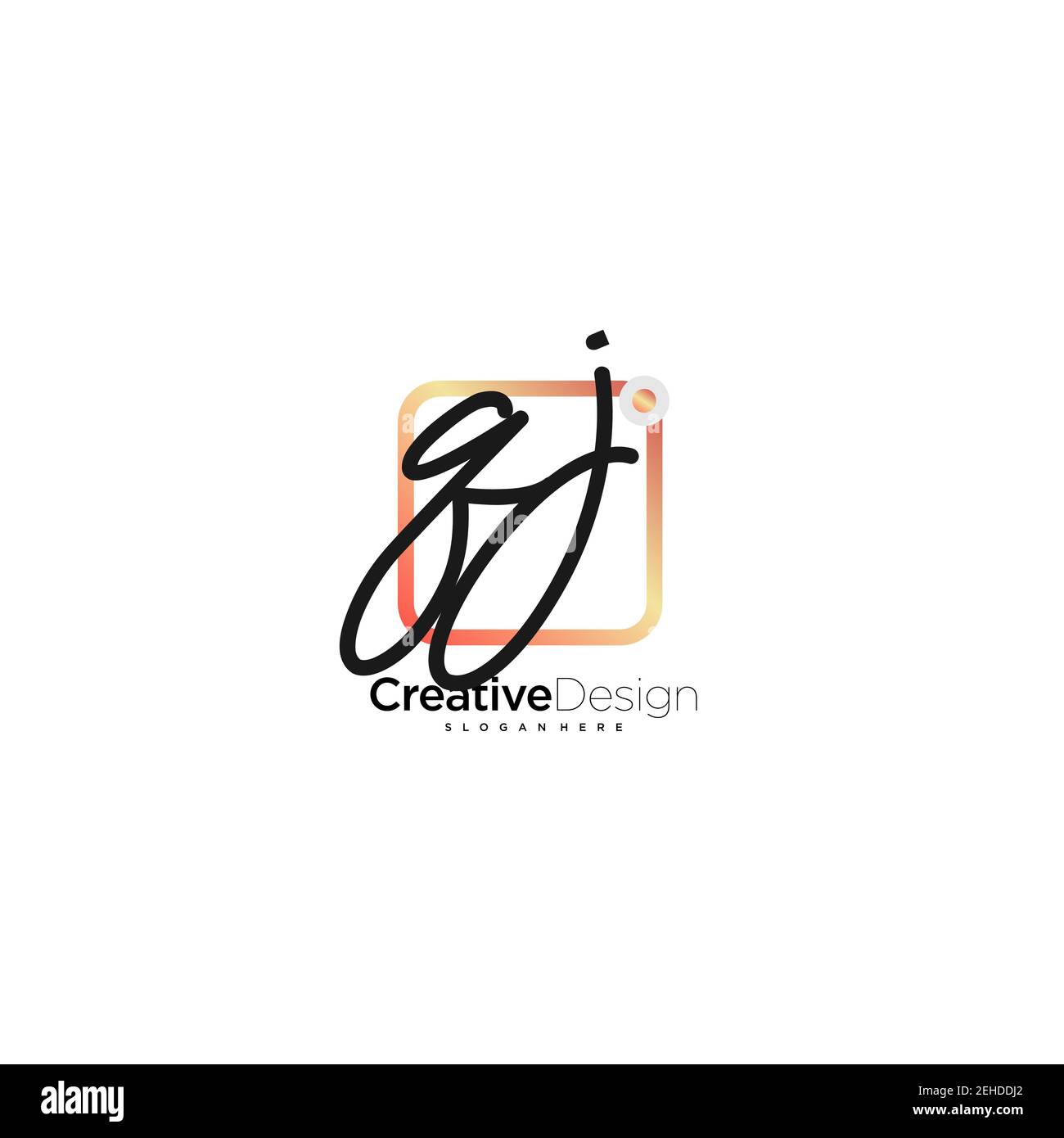 QJ Initial Letter handwriting logo hand drawn colorful box vector, logo ...