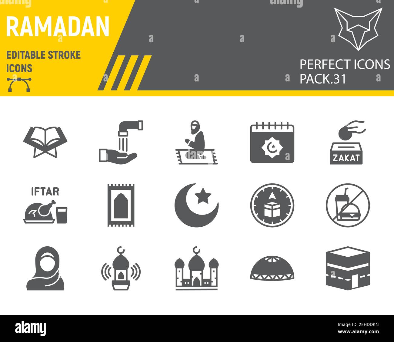 Ramadan glyph icon set, islam collection, vector graphics, logo ...