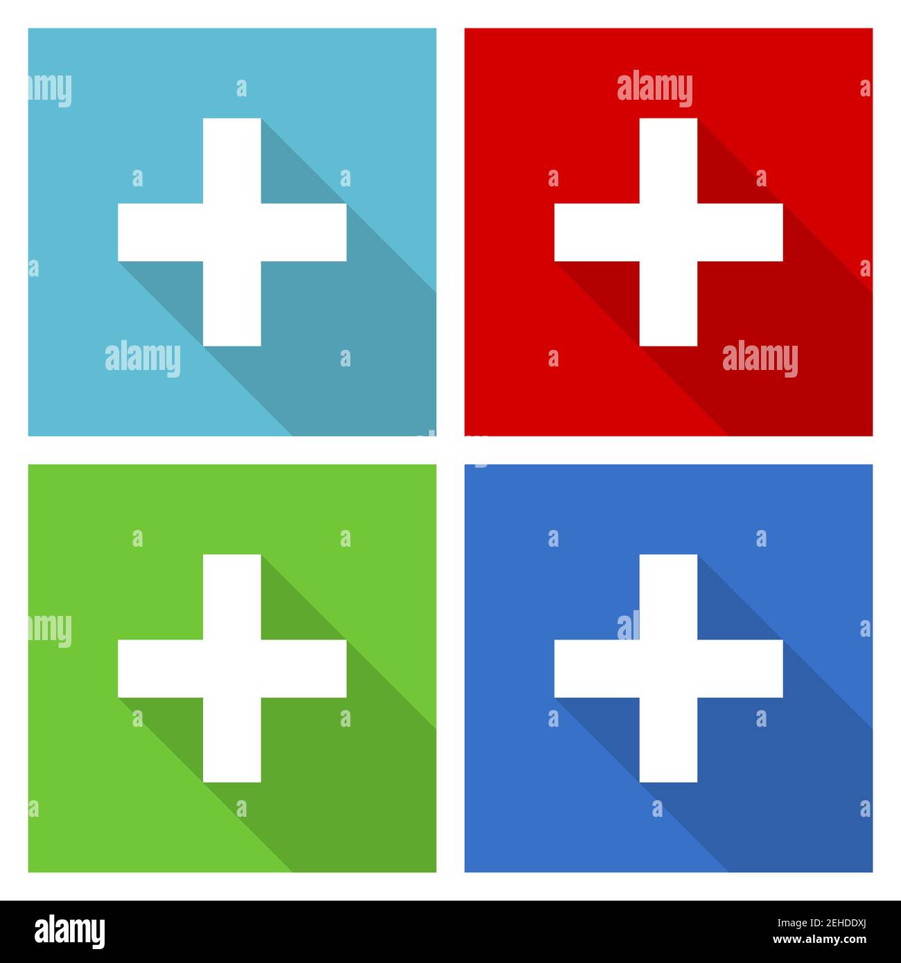 Plus, cross icon set, flat design vector illustration in eps 10 for ...