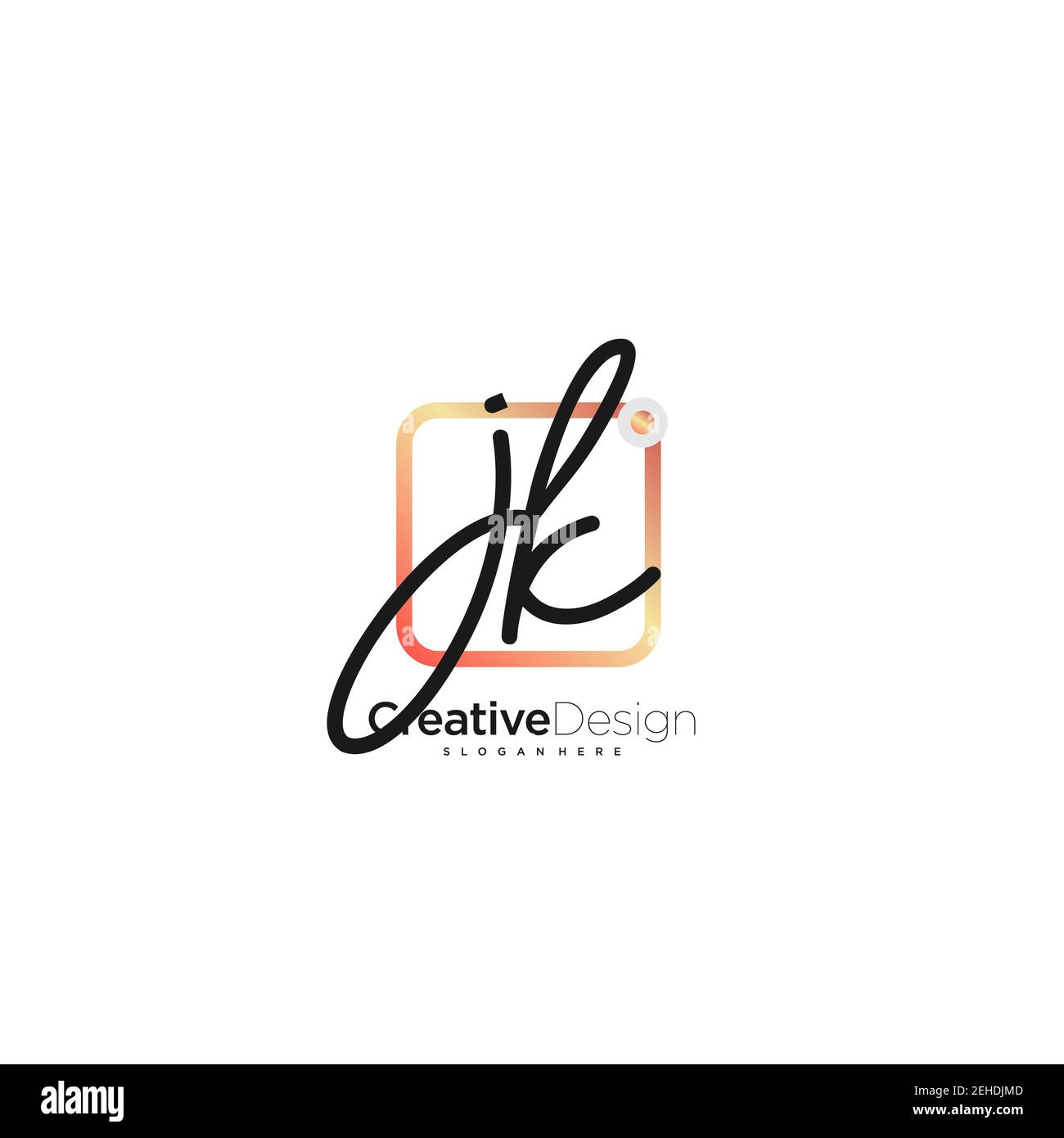 JK Initial Letter handwriting logo hand drawn colorful box vector, logo ...