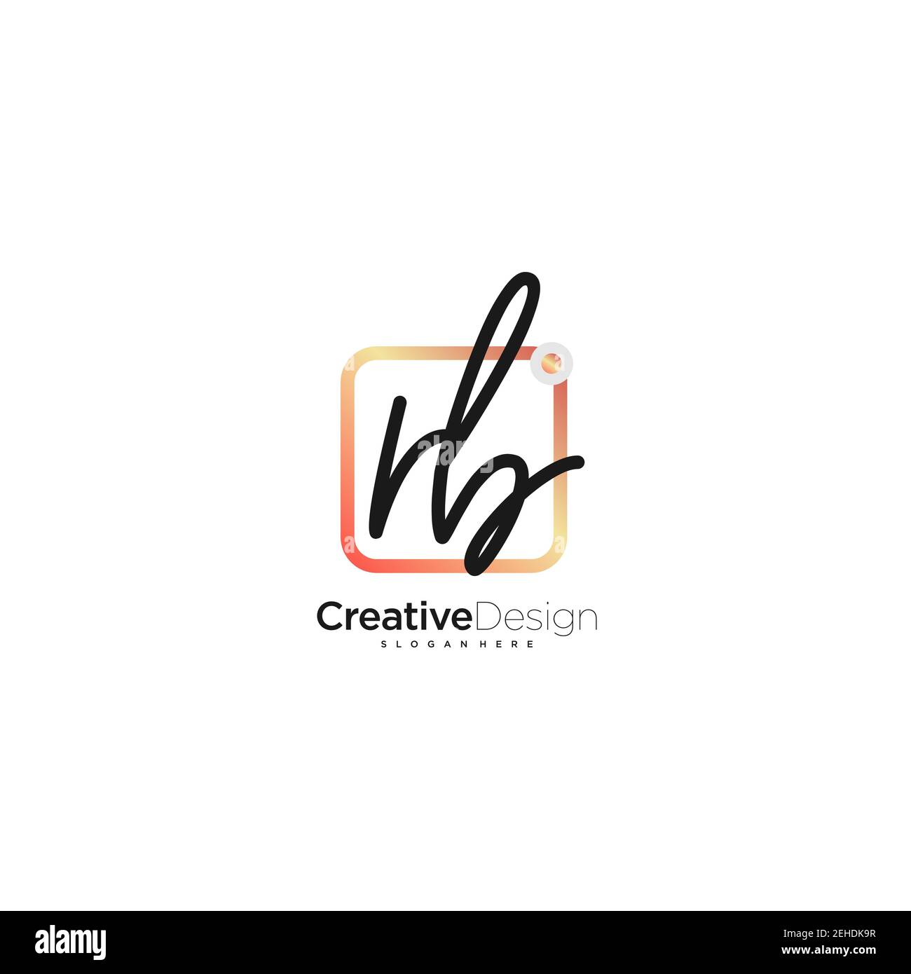 RB Initial Letter handwriting logo hand drawn colorful box vector, logo ...