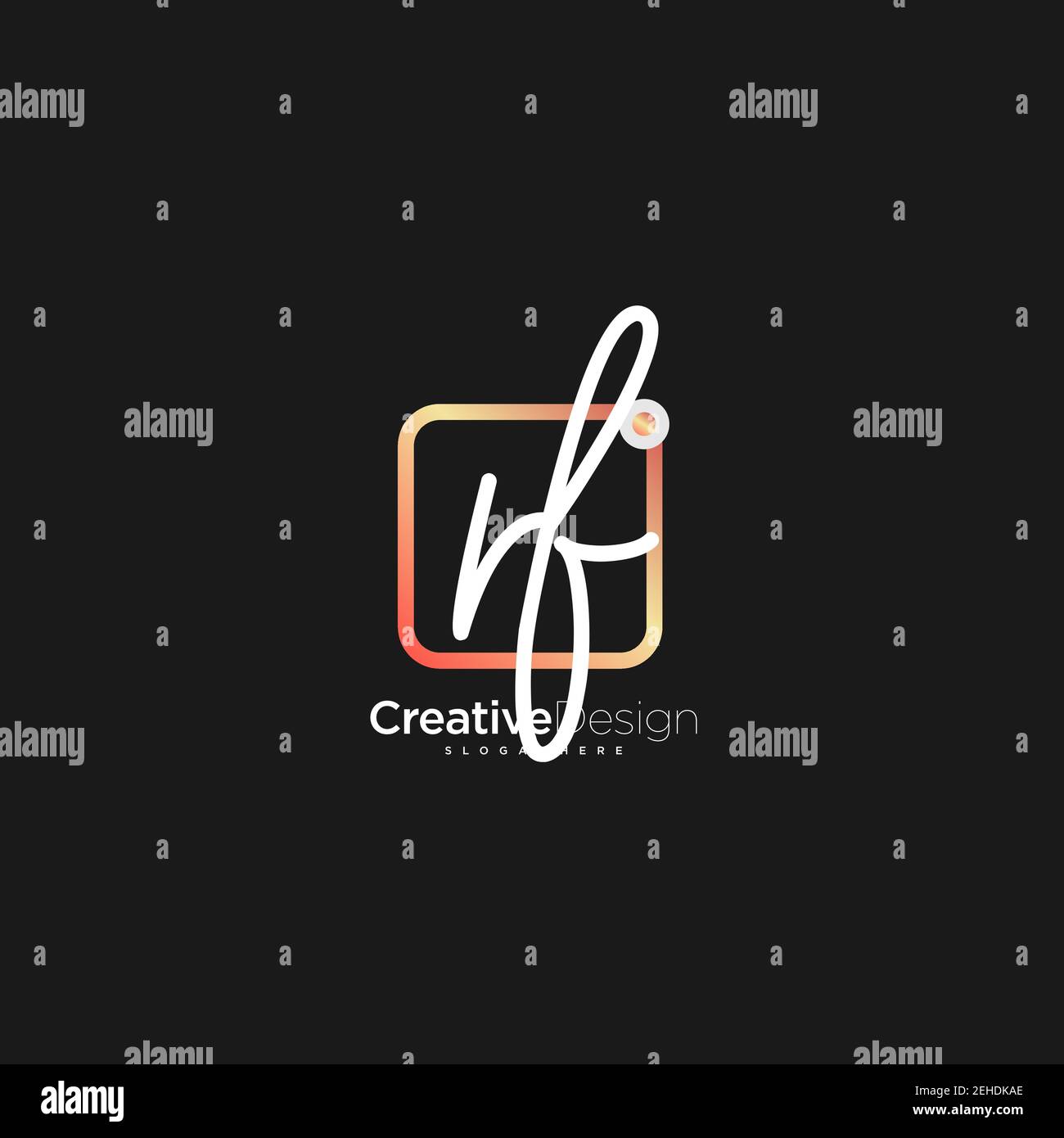 RF Initial Letter handwriting logo hand drawn colorful box vector, logo ...