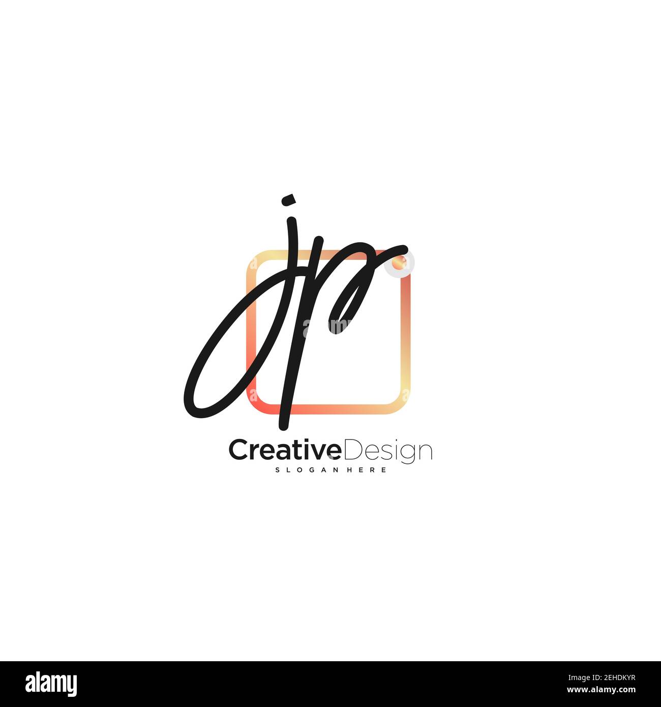 JP Initial Letter handwriting logo hand drawn colorful box vector, logo ...