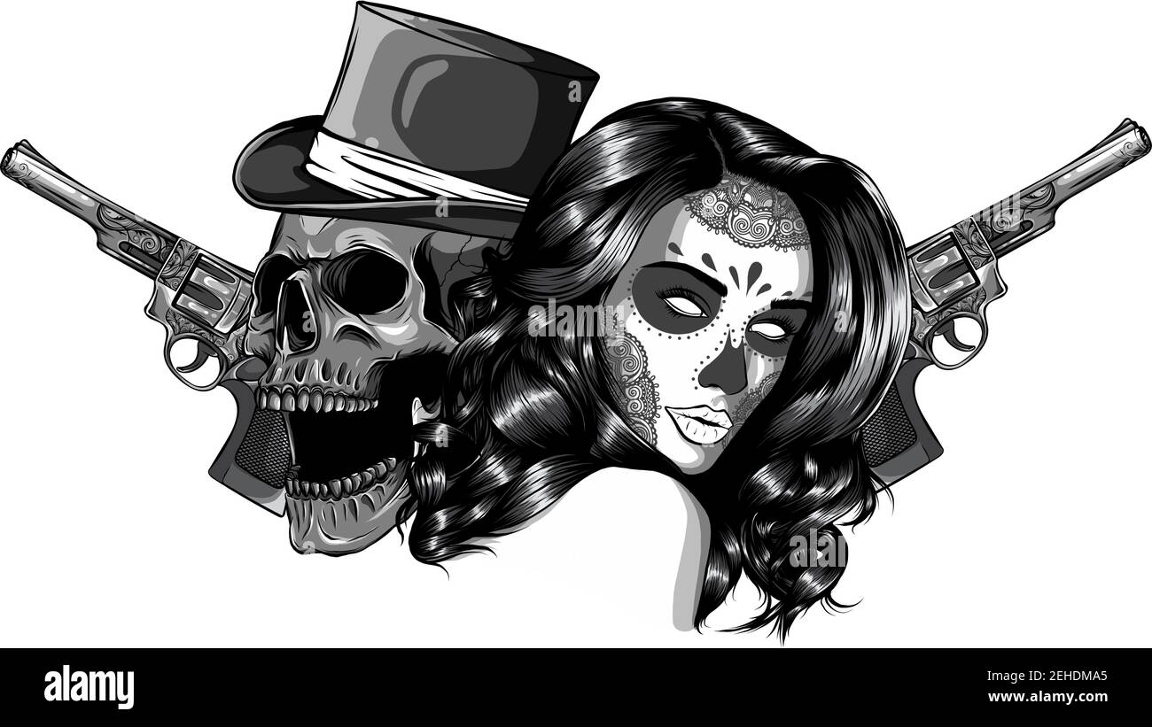 Vector gangster, roses submachine gun Stock Vector Image & Art - Alamy