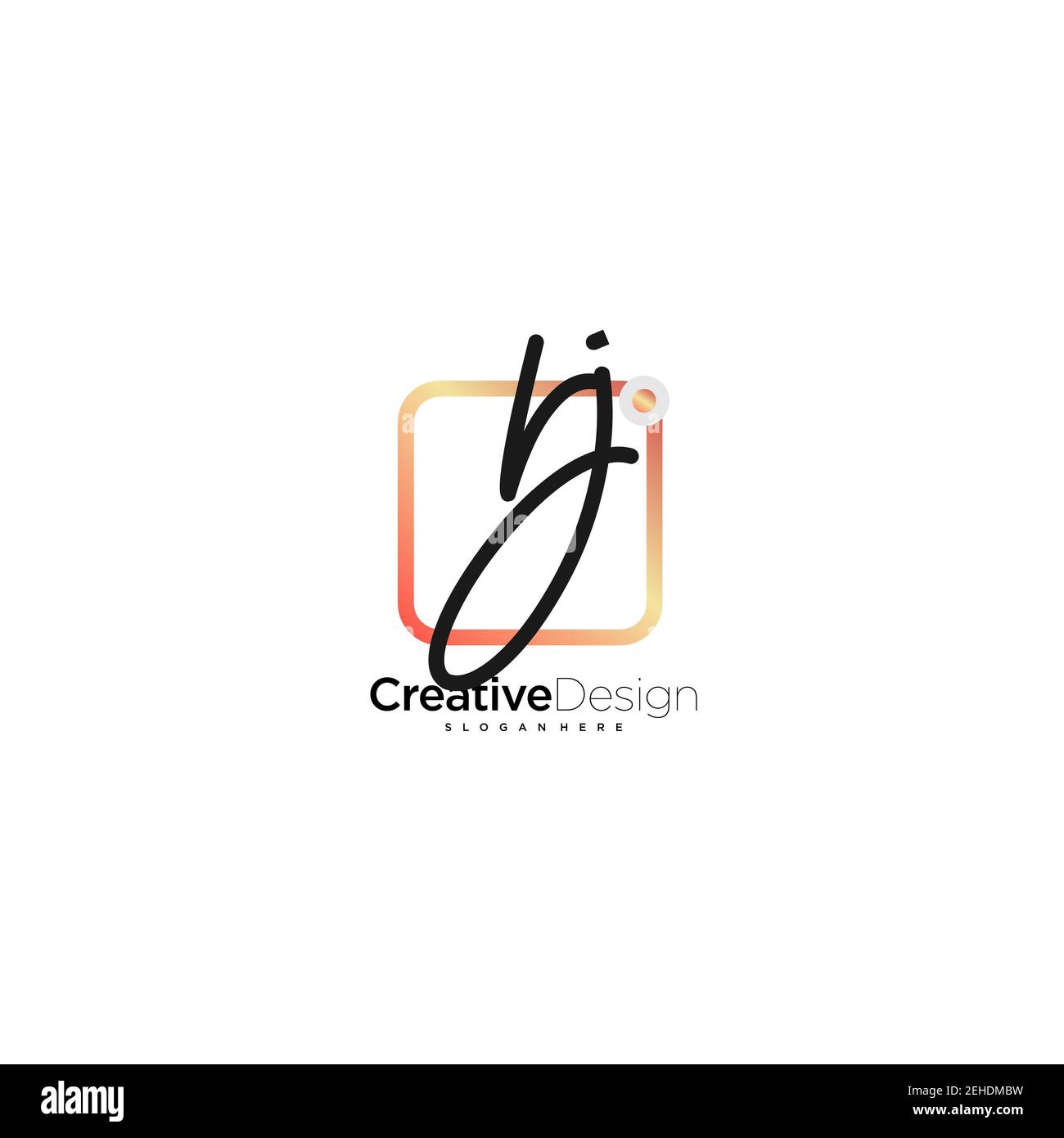 RJ Initial Letter handwriting logo hand drawn colorful box vector, logo ...