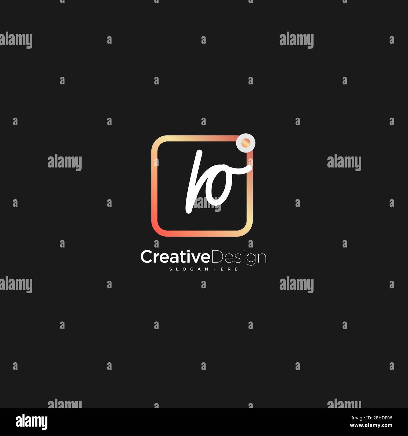 RO Initial Letter handwriting logo hand drawn colorful box vector, logo ...