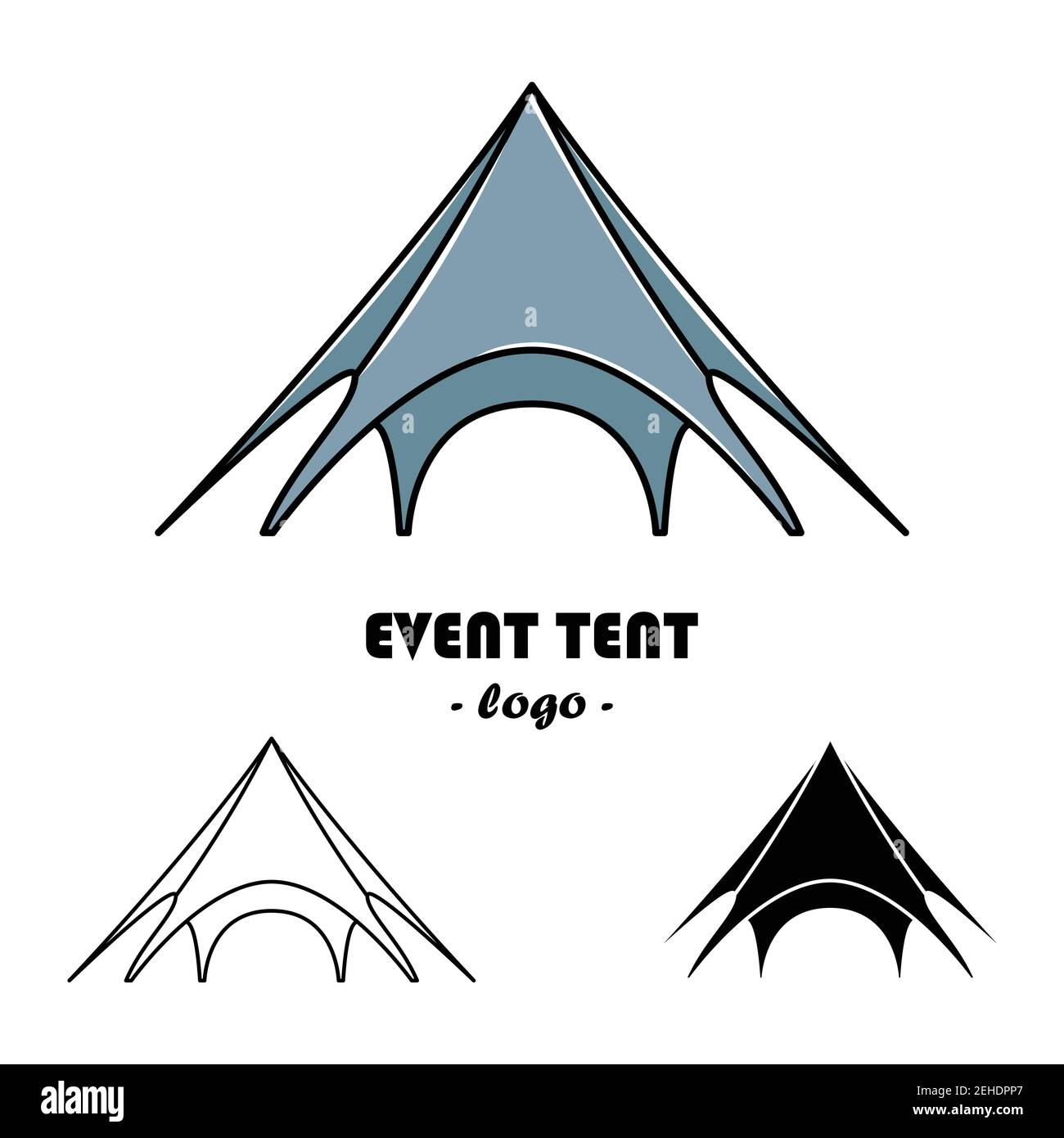 Vector set of event tent illustrations. Line art and simple style Stock ...