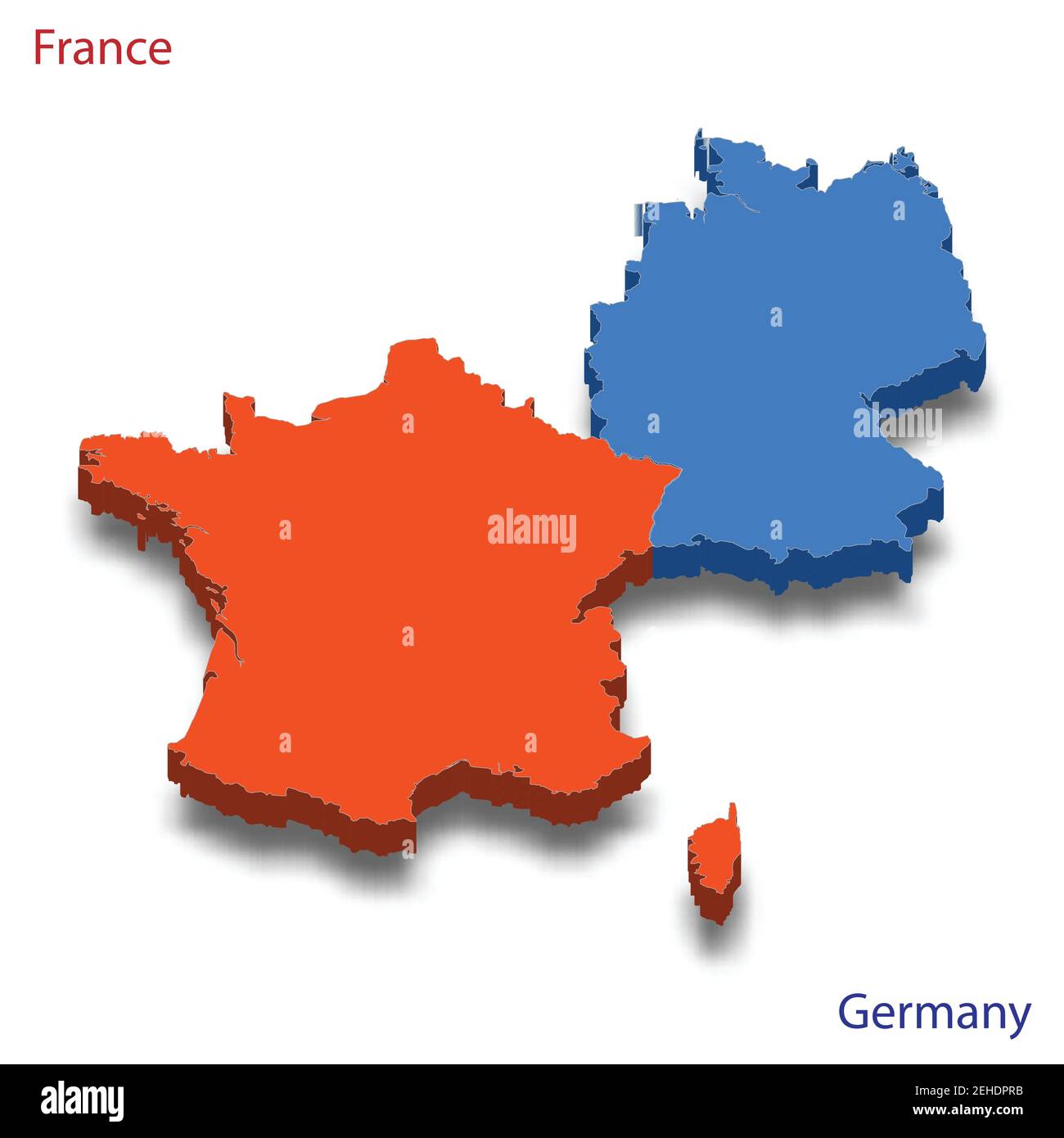 3d isometric map France and Germany, Franco–German relations vector ...