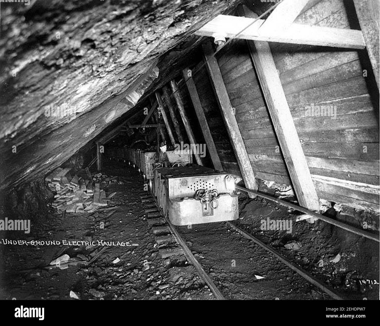 Pacific Coast Coal Co, underground electric mining train, Newcastle ...