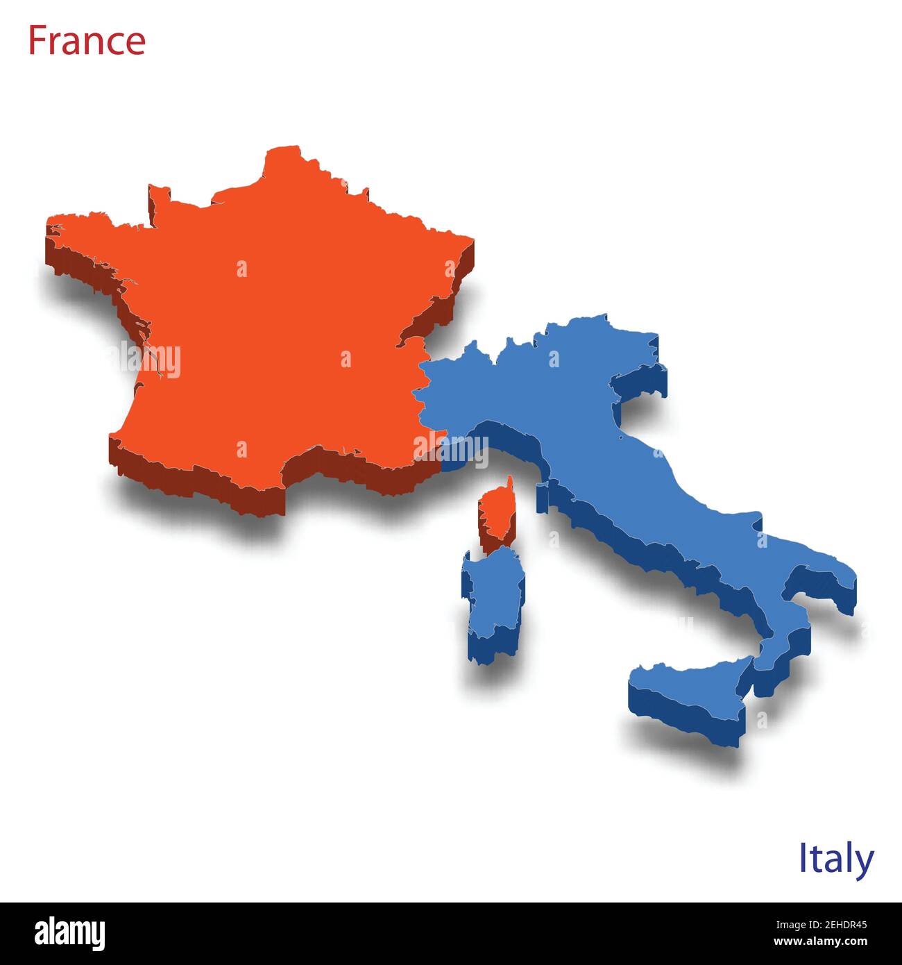Vector 3d map illustration france Cut Out Stock Images & Pictures - Alamy