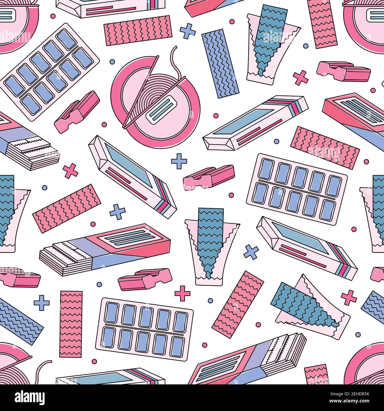 Color seamless pattern with chewing gum. Style of the 90s Stock Vector ...