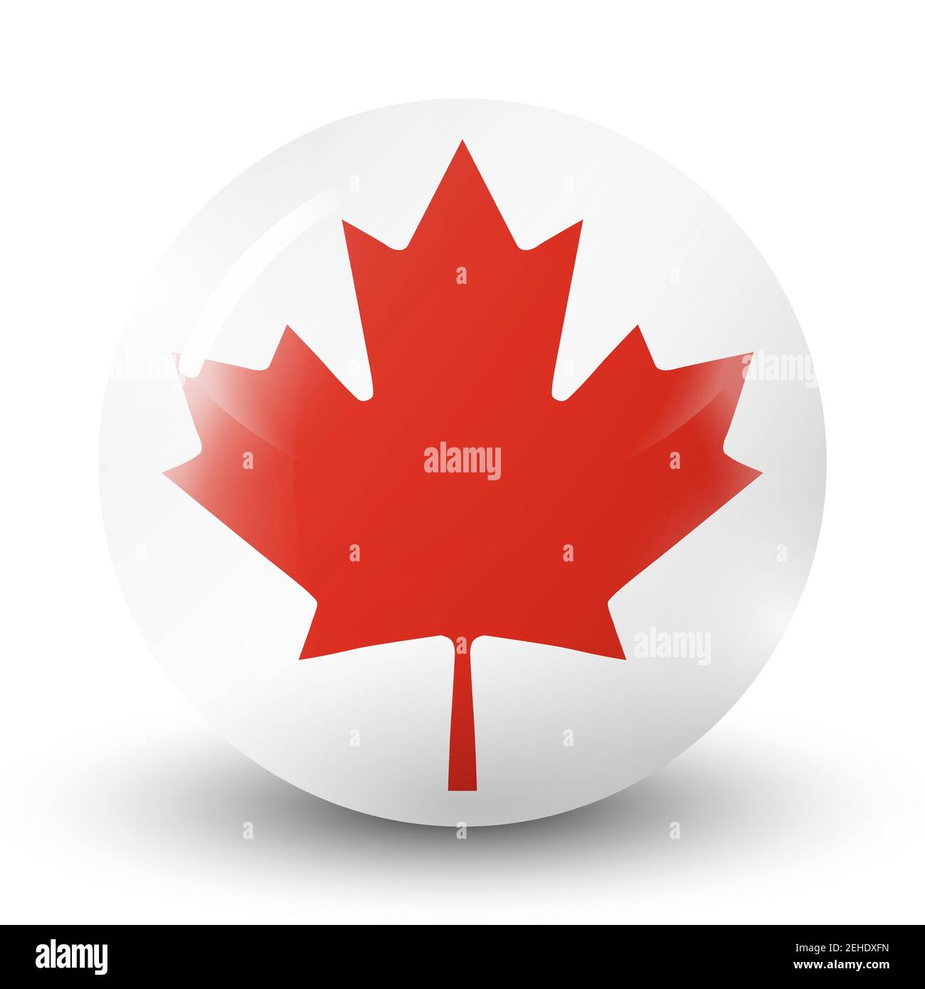 Glass light ball with flag of Canada. Round sphere, template icon ...