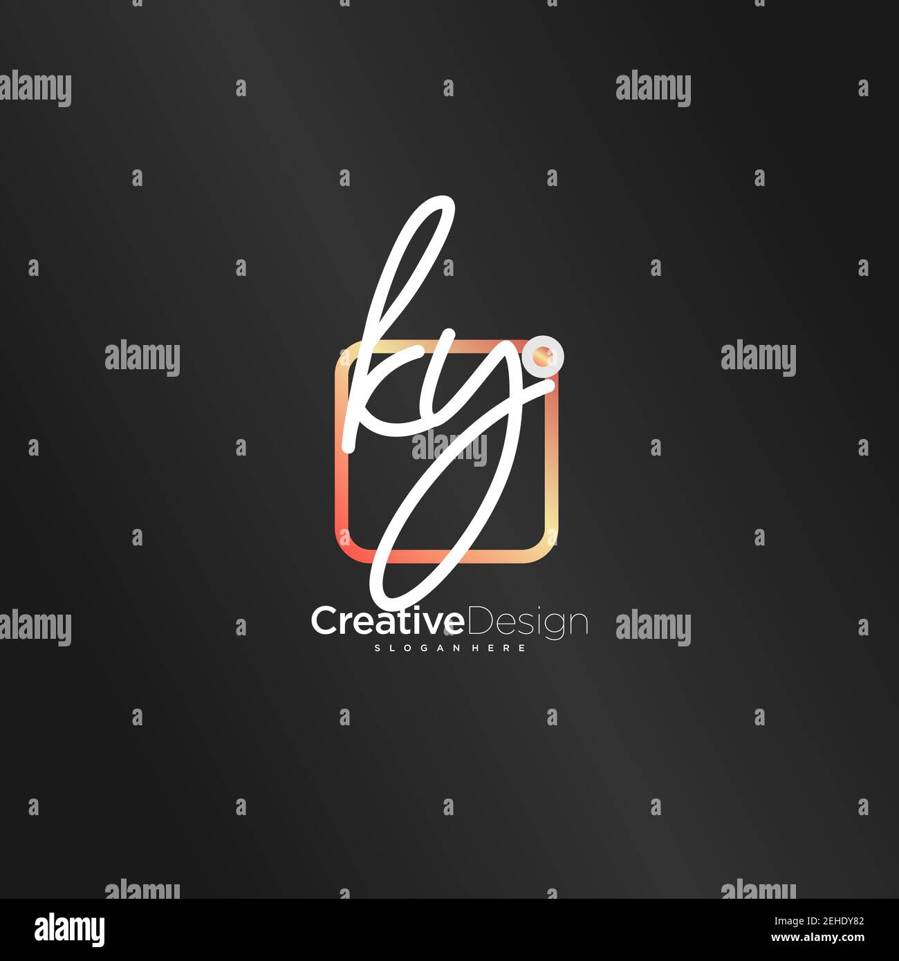 KY Initial Letter handwriting logo hand drawn colorful box vector, logo ...