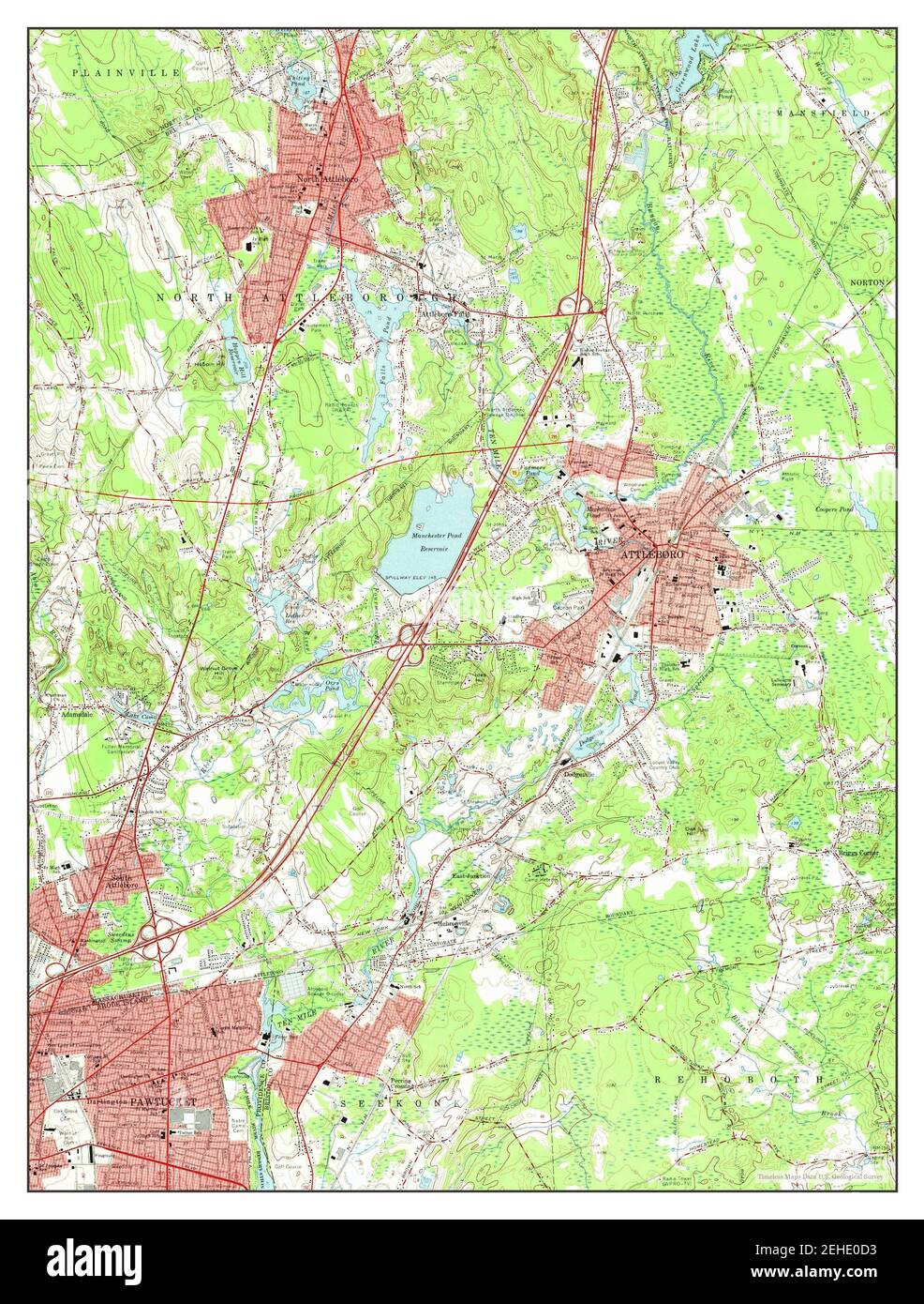 Attleboro, Massachusetts, map 1964, 1:24000, United States of America ...