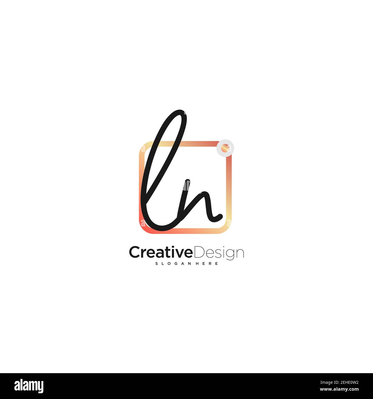 LN Initial Letter handwriting logo hand drawn colorful box vector, logo for beauty, cosmetics ...