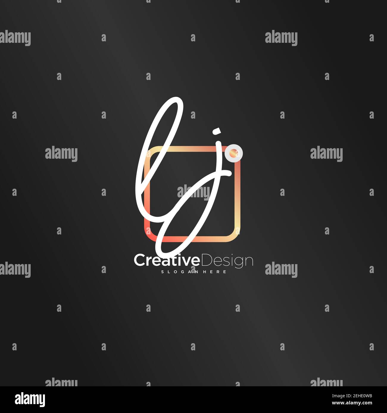 LJ Initial Letter handwriting logo hand drawn colorful box vector, logo ...