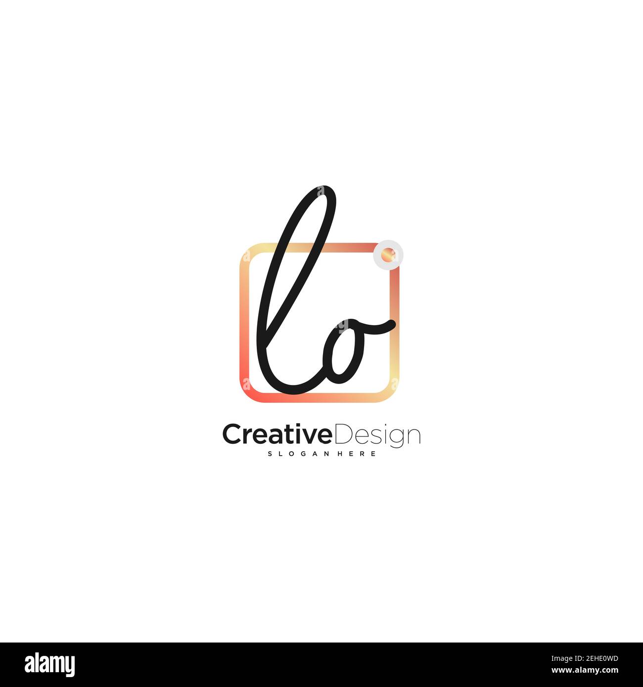 LO Initial Letter handwriting logo hand drawn colorful box vector, logo ...