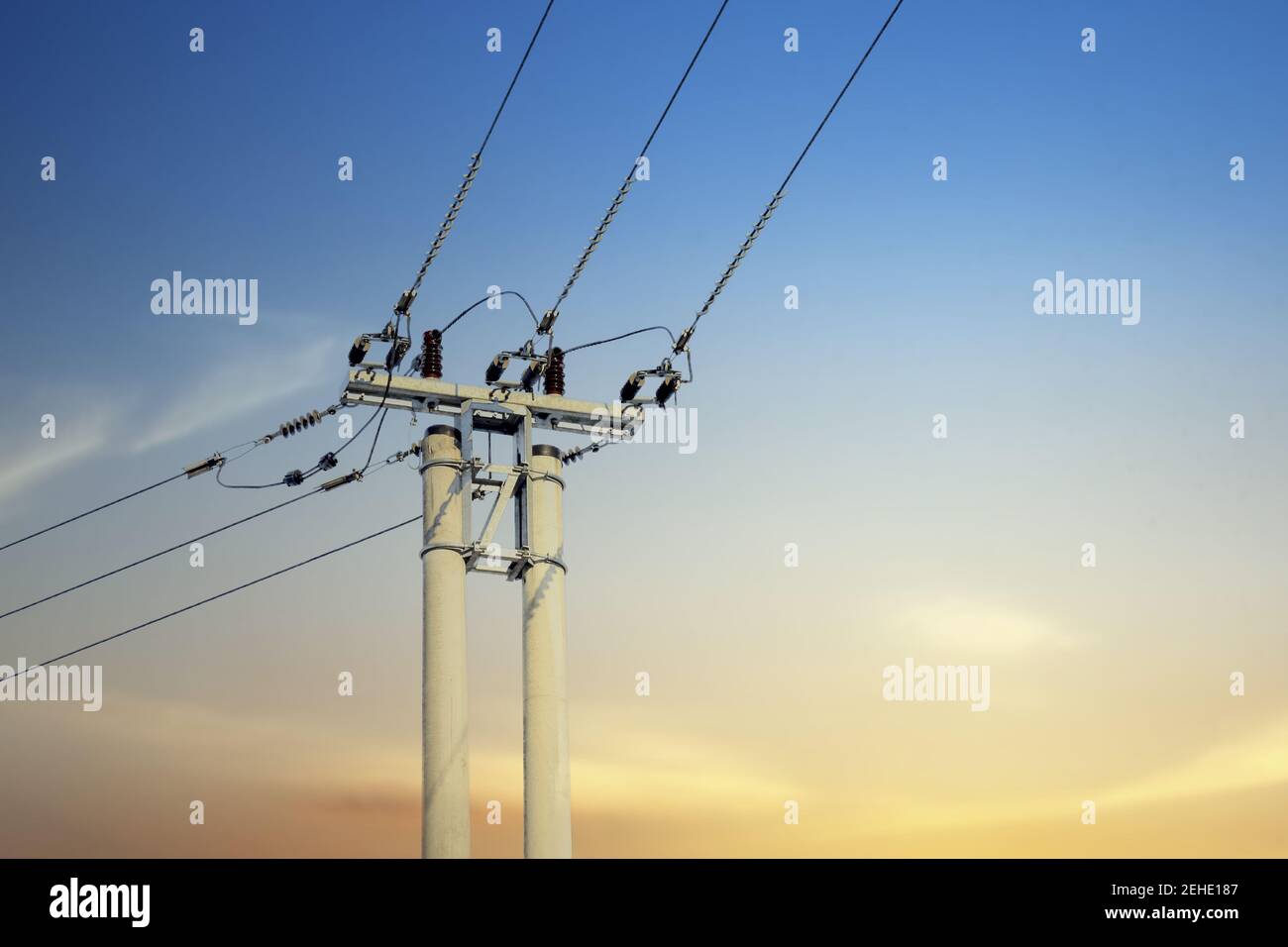 Electrical power grid at sunset Stock Photo - Alamy
