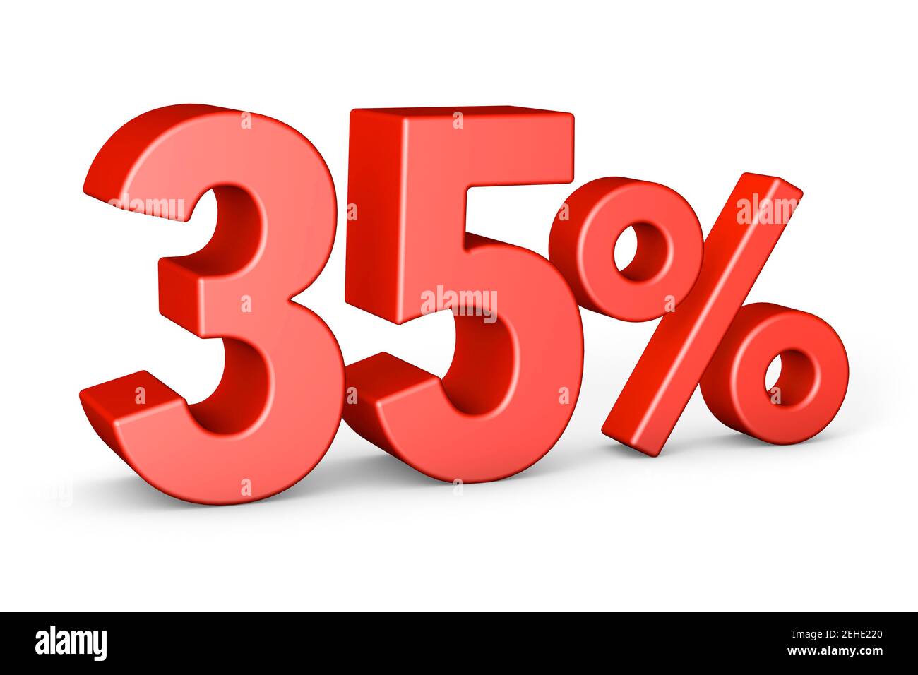 35 percent. Red thirty-five percent. isolated on white background. 3d ...