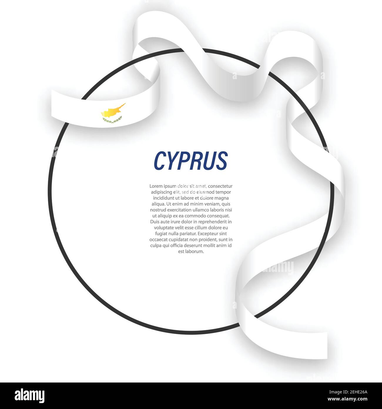 Waving ribbon flag of Cyprus on circle frame. Template for independence day poster design Stock ...