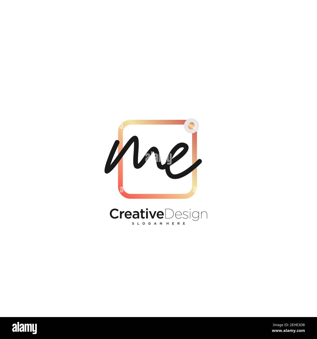 ME Initial Letter handwriting logo hand drawn colorful box vector, logo ...