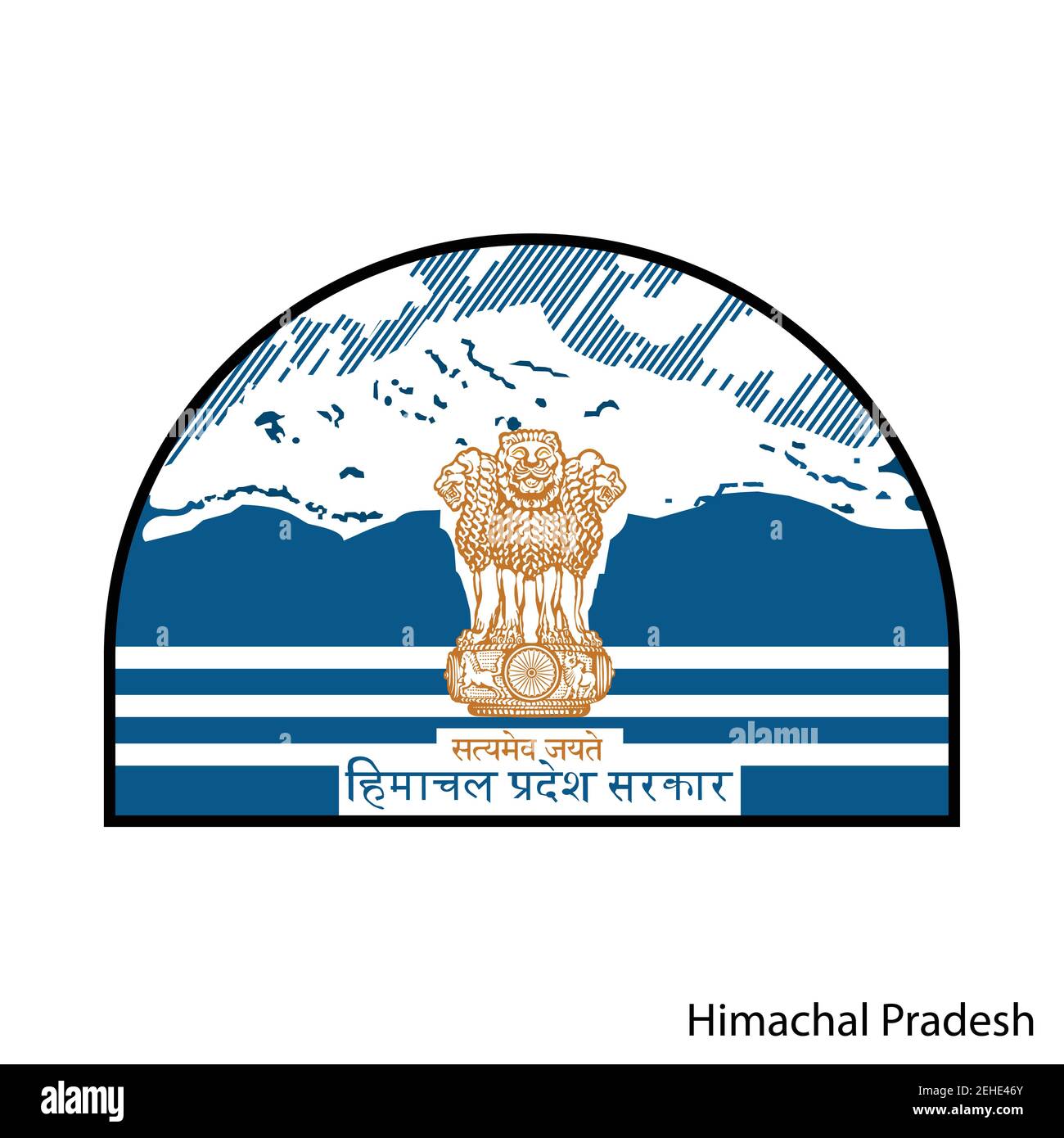 Coat of Arms of Himachal Pradesh is a Indian region. Vector heraldic ...