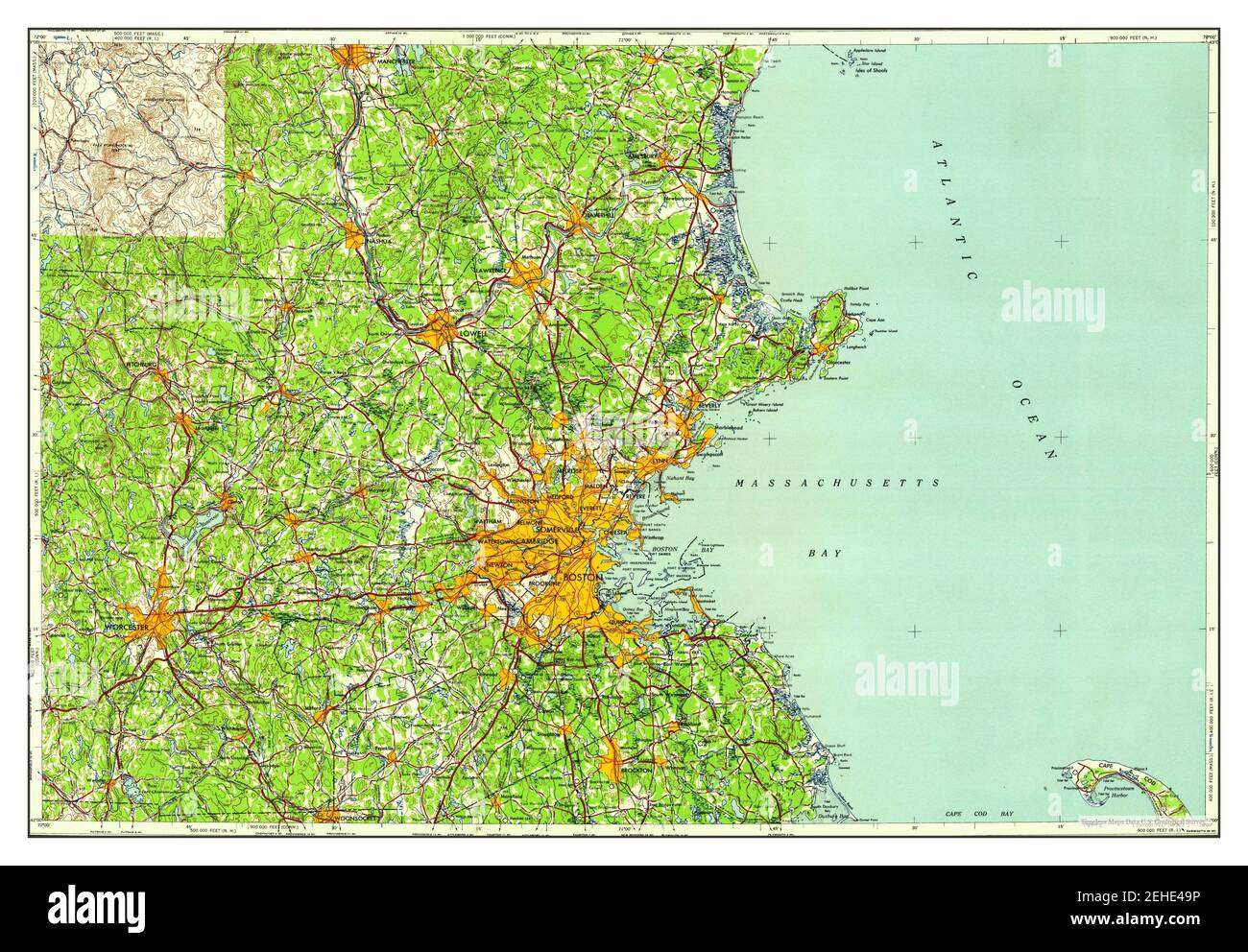 Old map of boston Cut Out Stock Images & Pictures - Alamy