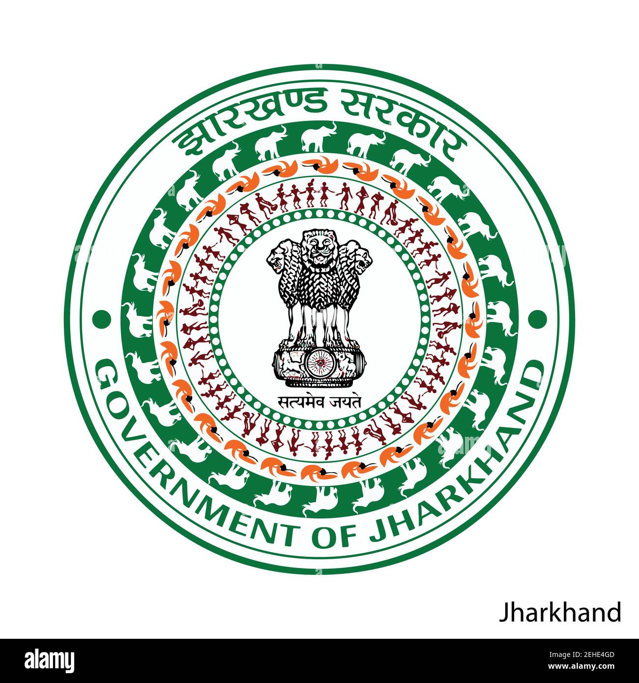 Coat of Arms of Jharkhand is a Indian region. Vector heraldic emblem ...