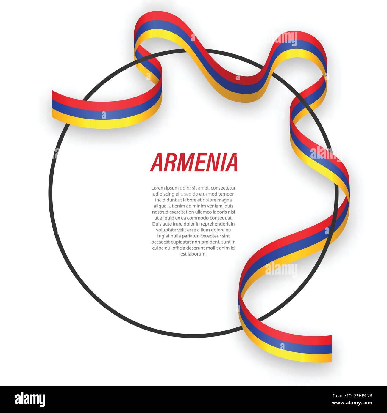 Waving ribbon flag of Armenia on circle frame. Template for independence day poster design Stock ...